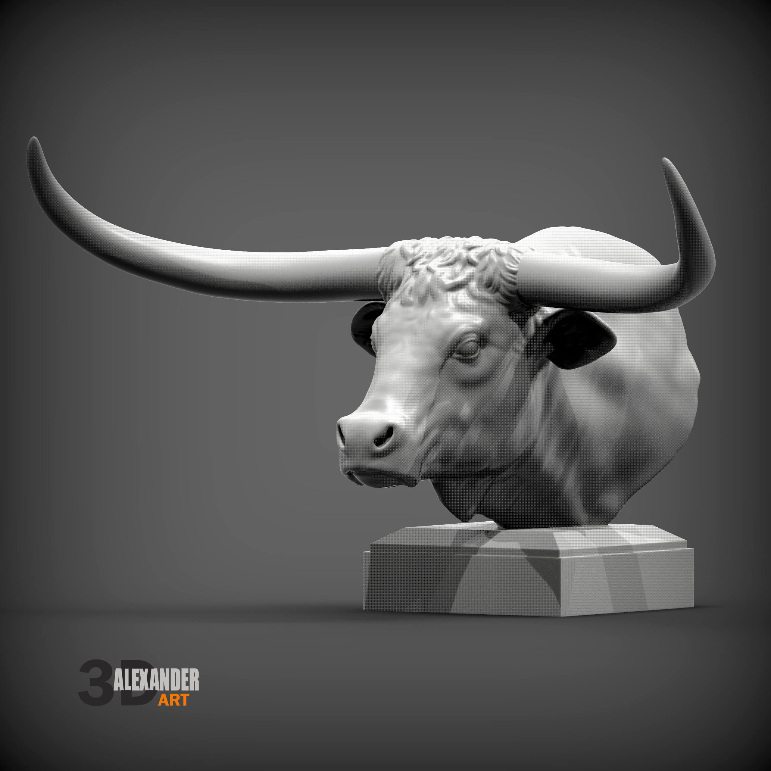 Texas Longhorn Bust - 3D Model by Alexander3dart