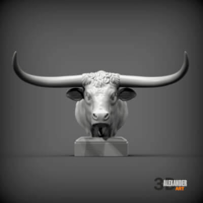 Texas Longhorn Bust - 3D Model by Alexander3dart