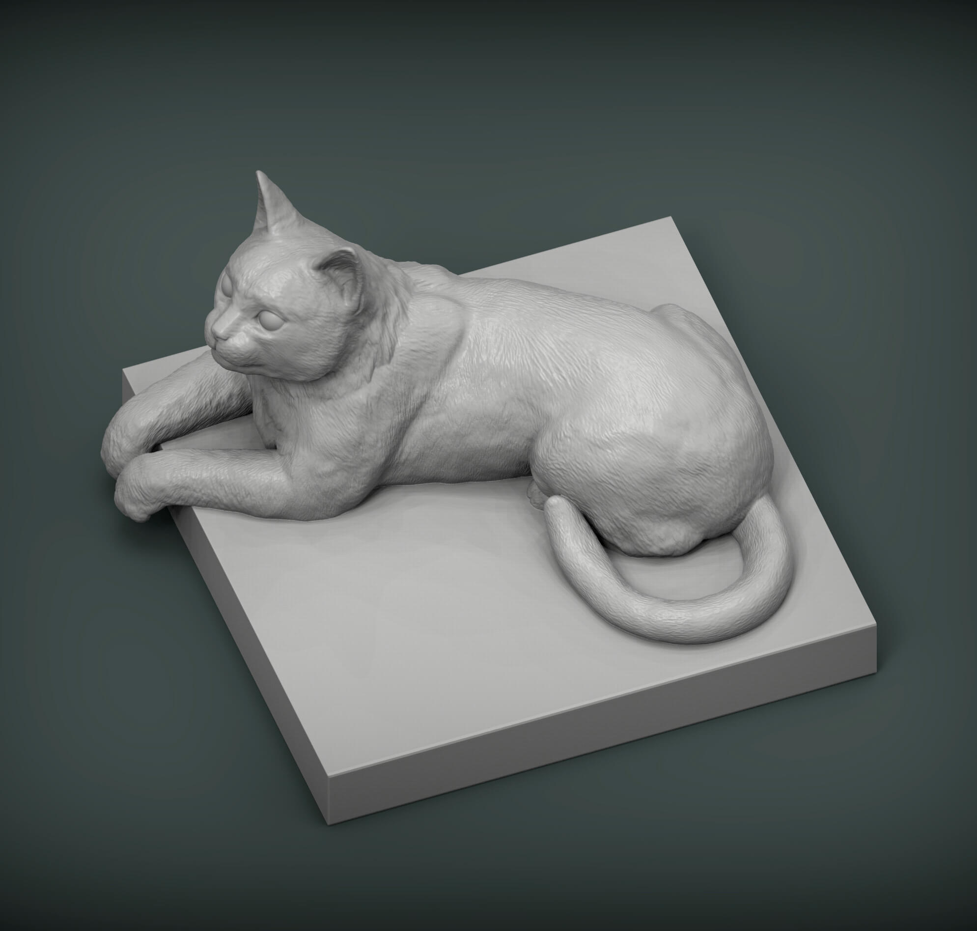 The Cat Is Lying on The Edge - 3D Model by Alexander3dart