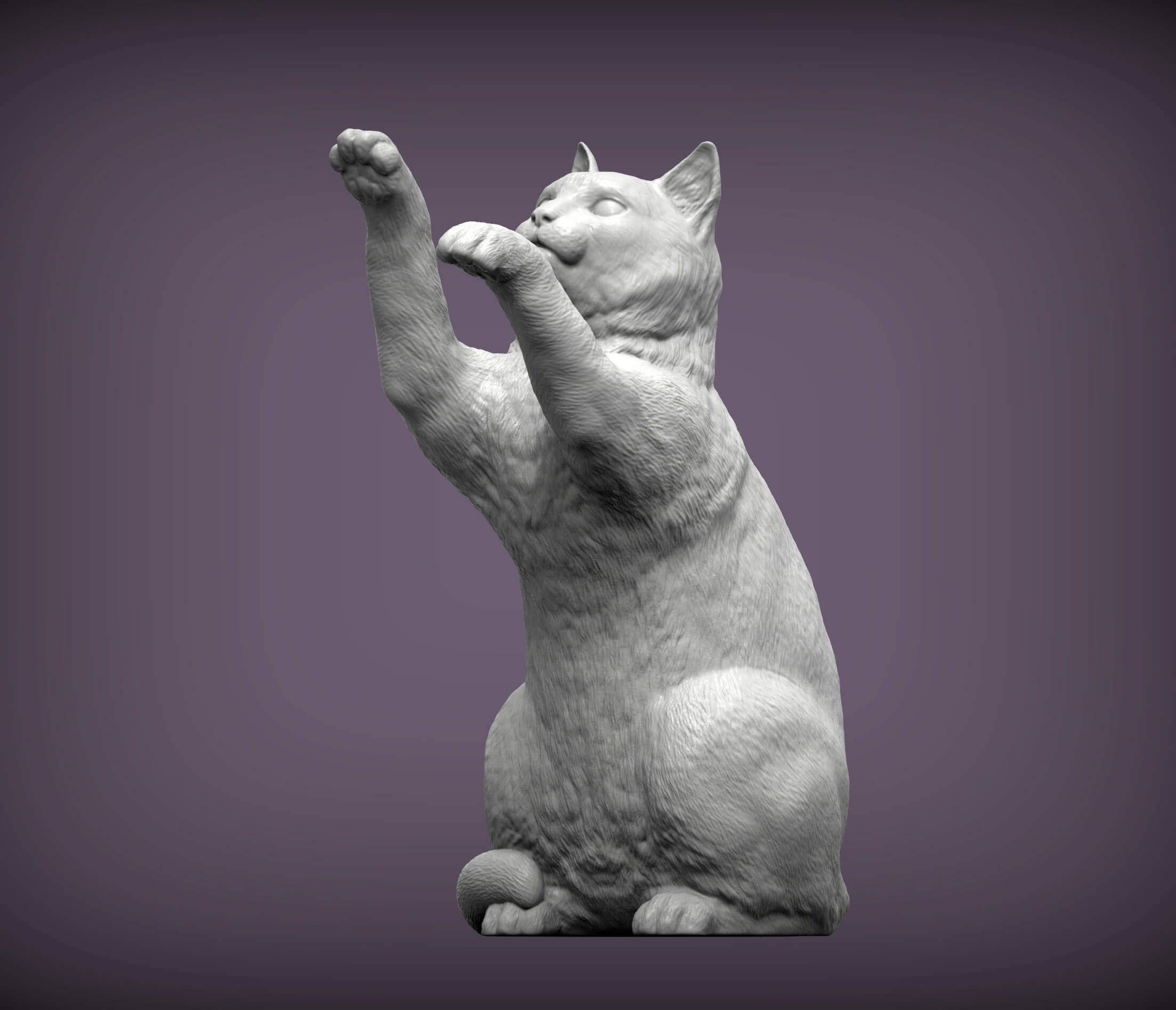 The Cat Sits on Its Hind Legs 3D Print Model by Alexander3dart
