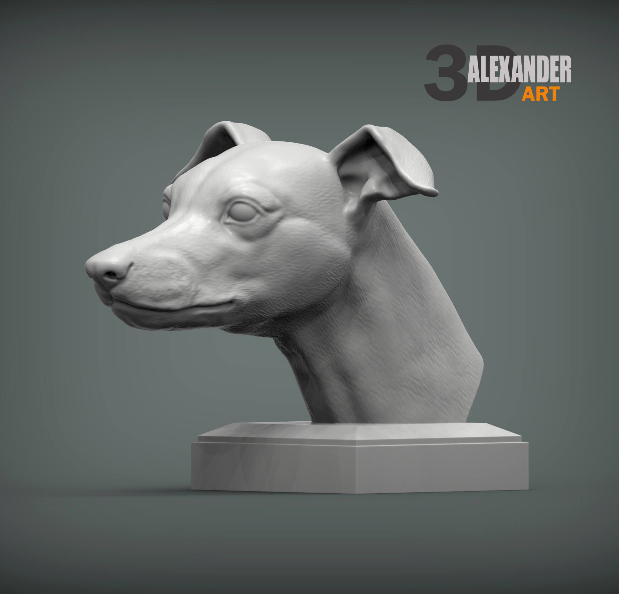 Whippet Bust - 3D Model by Alexander3dart