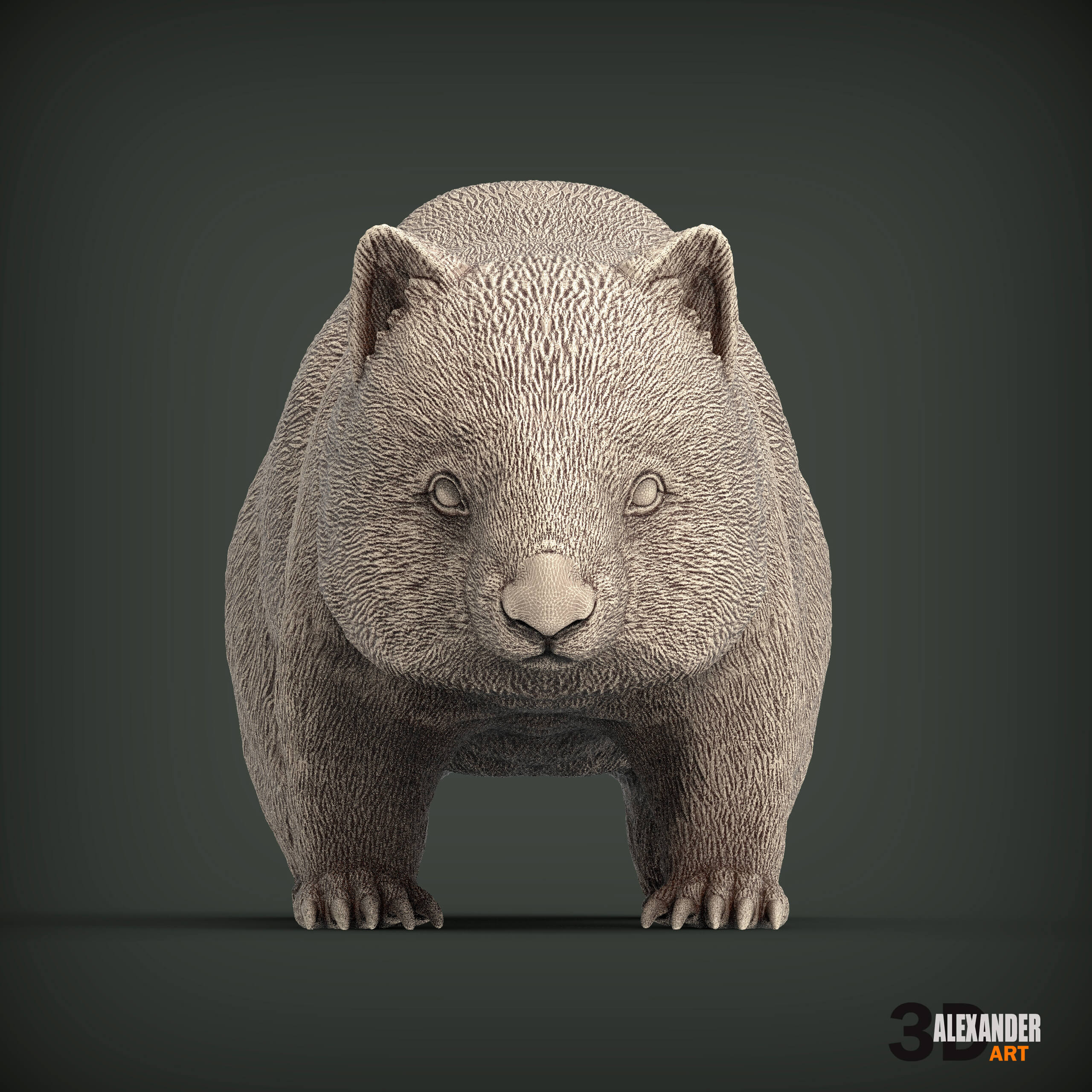 Wombat Sculpture - 3D Model by Alexander3dart