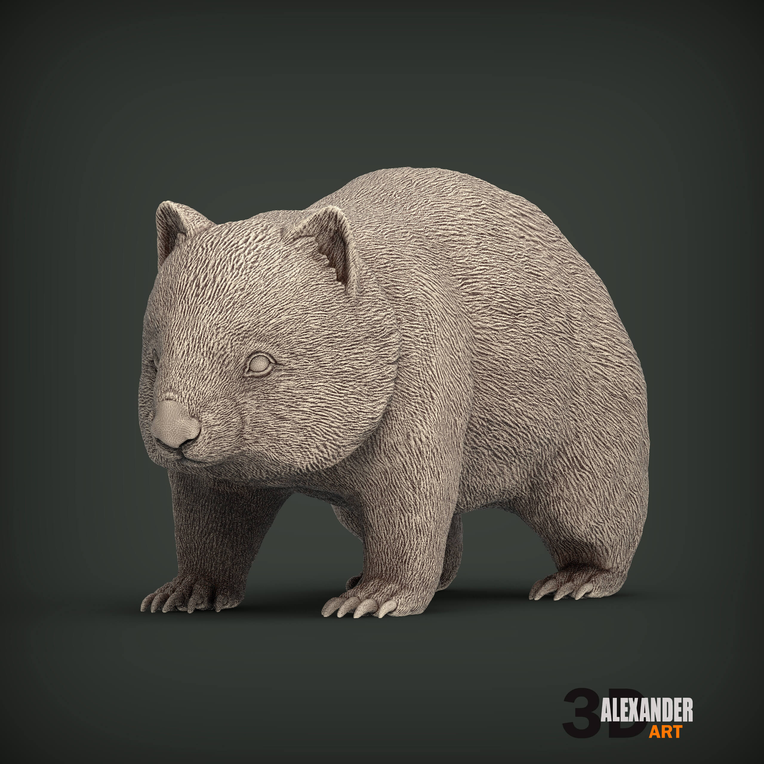 Wombat Sculpture - 3D Model by Alexander3dart