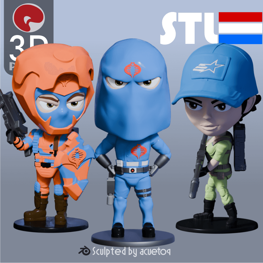 G.I.JOE CHIBI COLLECTION 3D Render, Digital Art by AlexanderCDR