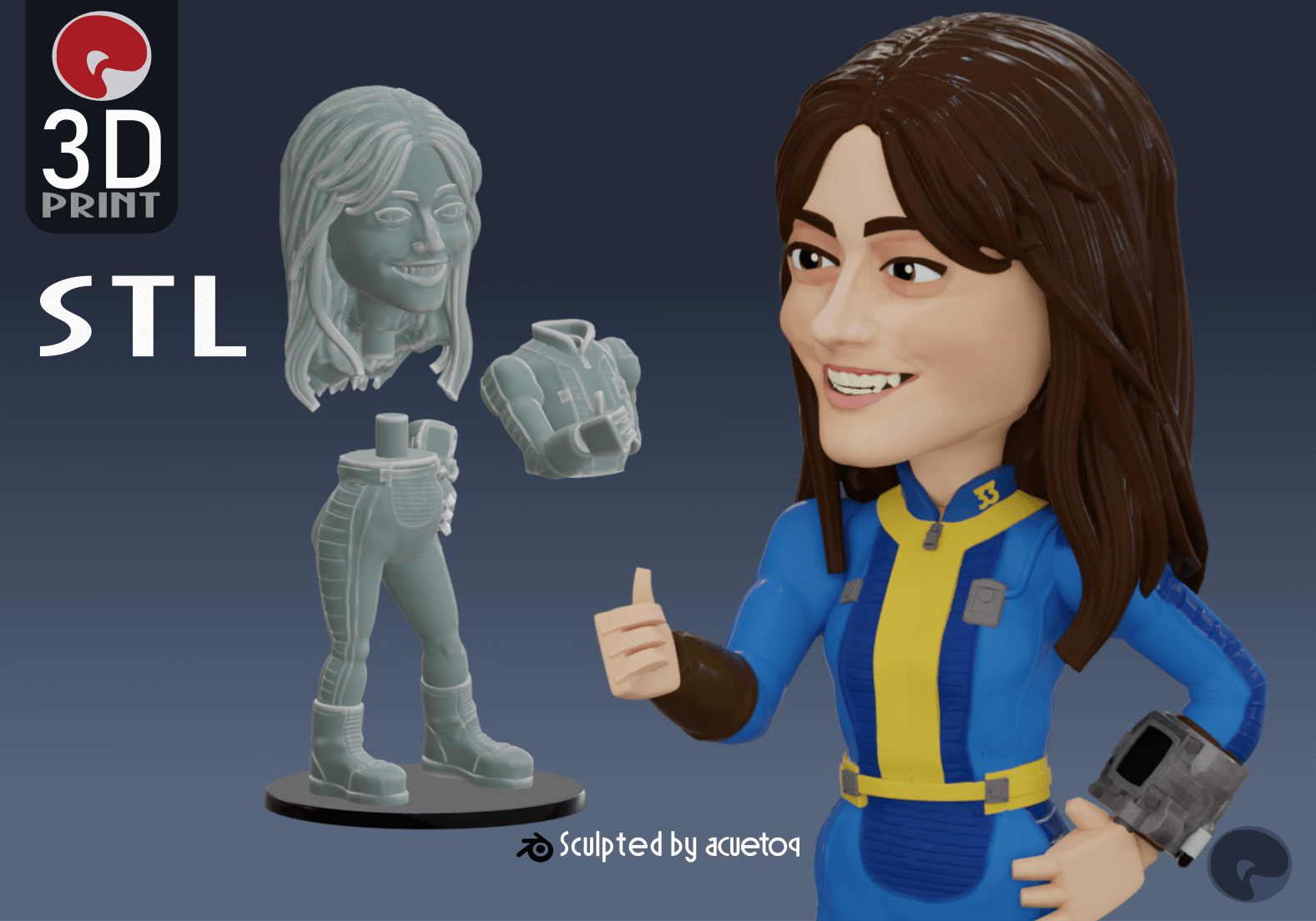 Lucy Maclean from Fallout 3D Render, Digital Art by AlexanderCDR