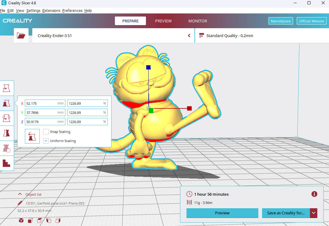 Garfield Kicking Something - 3D Print Model by AlexanderCDR