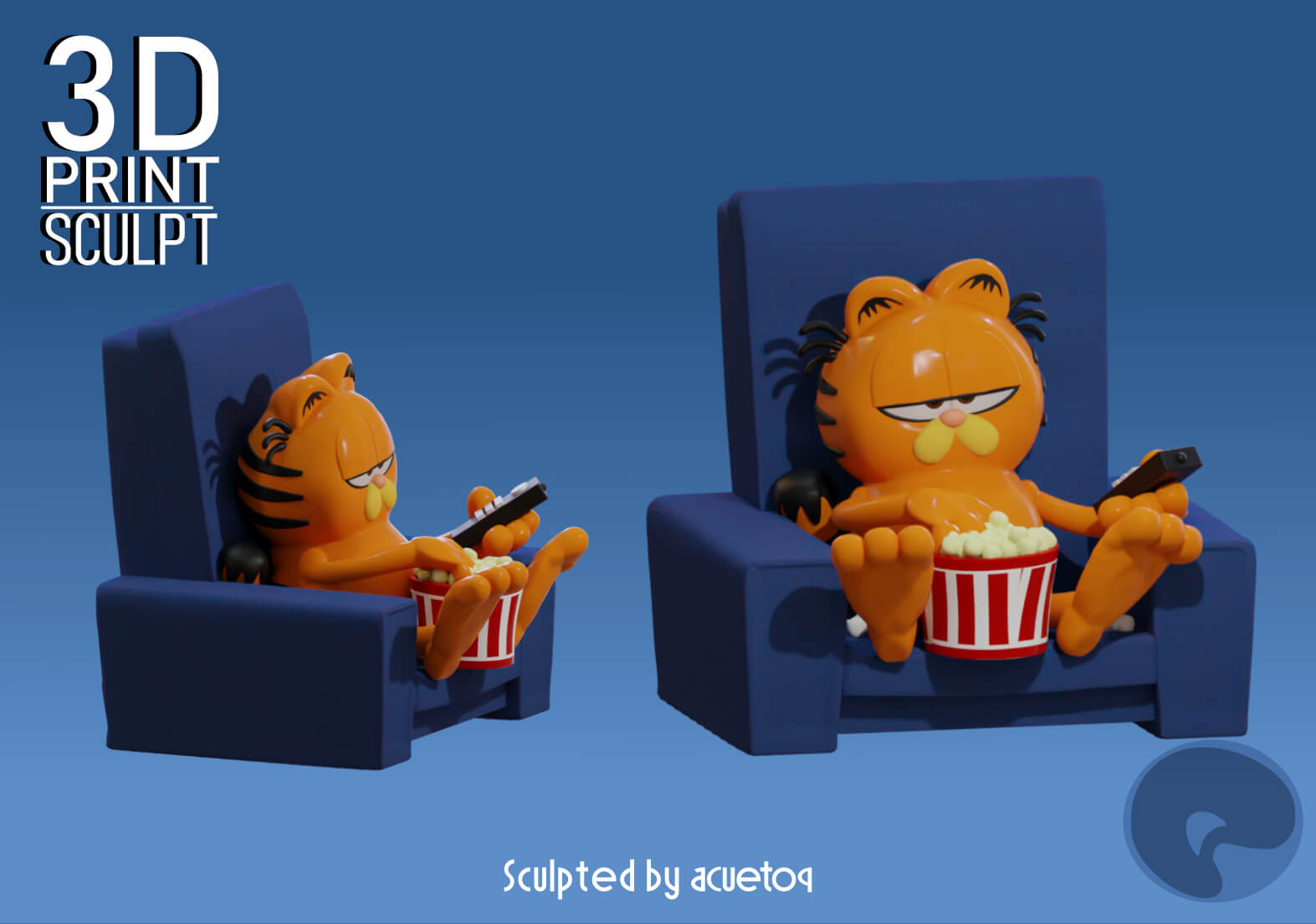 Garfield Watching TV - 3D Model by AlexanderCDR