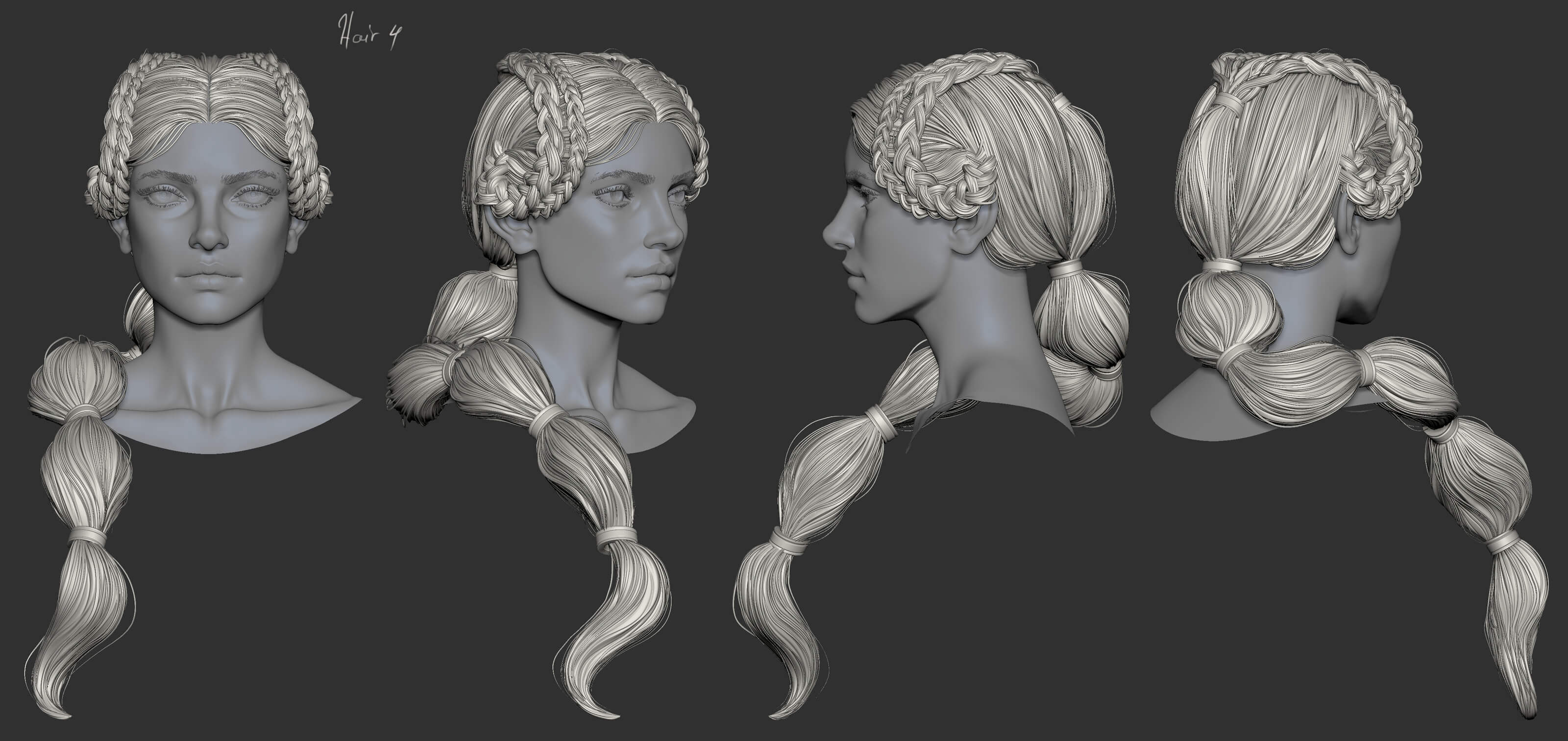 7 Fantasy Hairstyles - 3D Model by AlexandraBoshevska