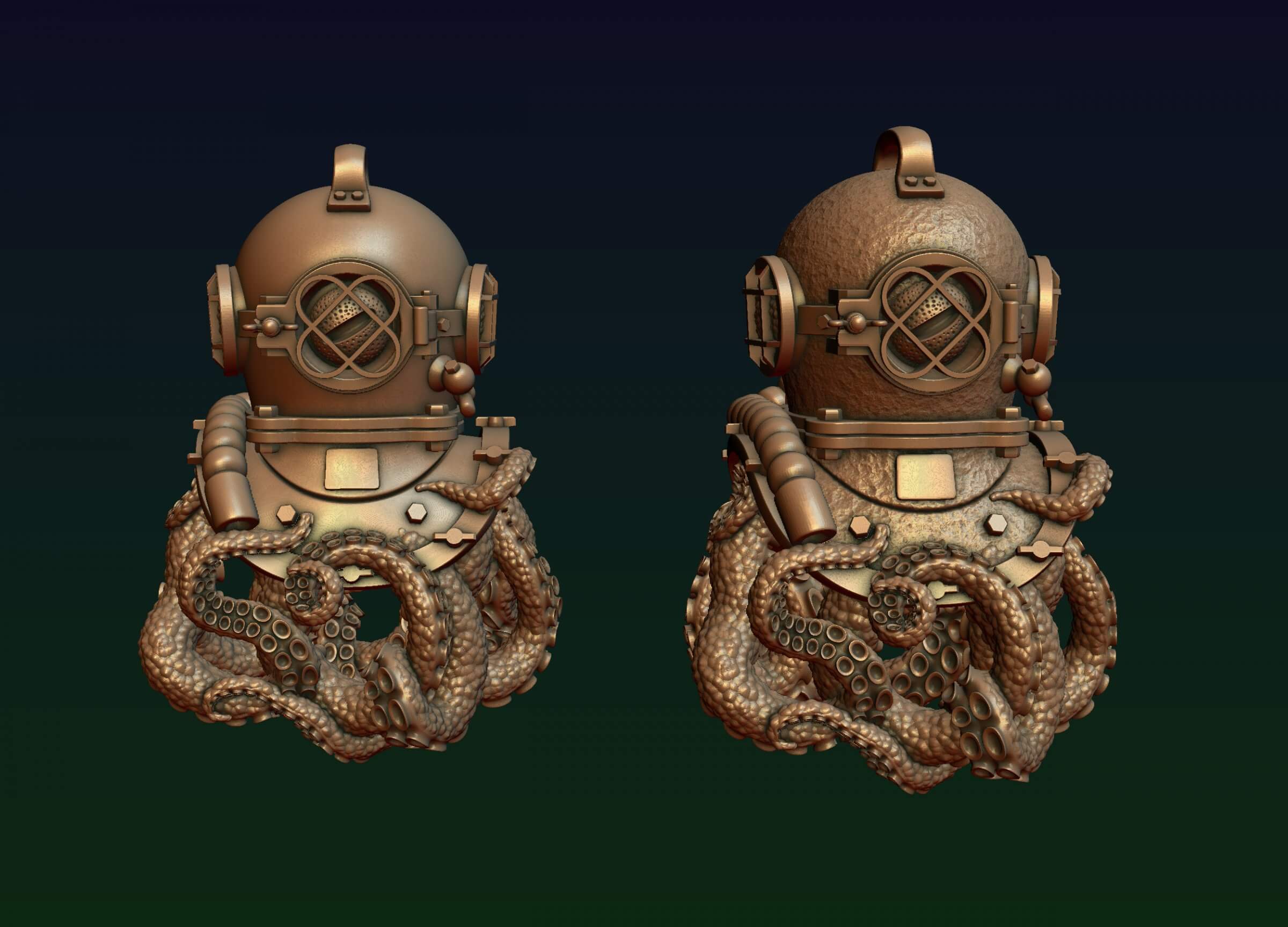 Diving Helmet with Octopus - 3D Model by alexkovalev