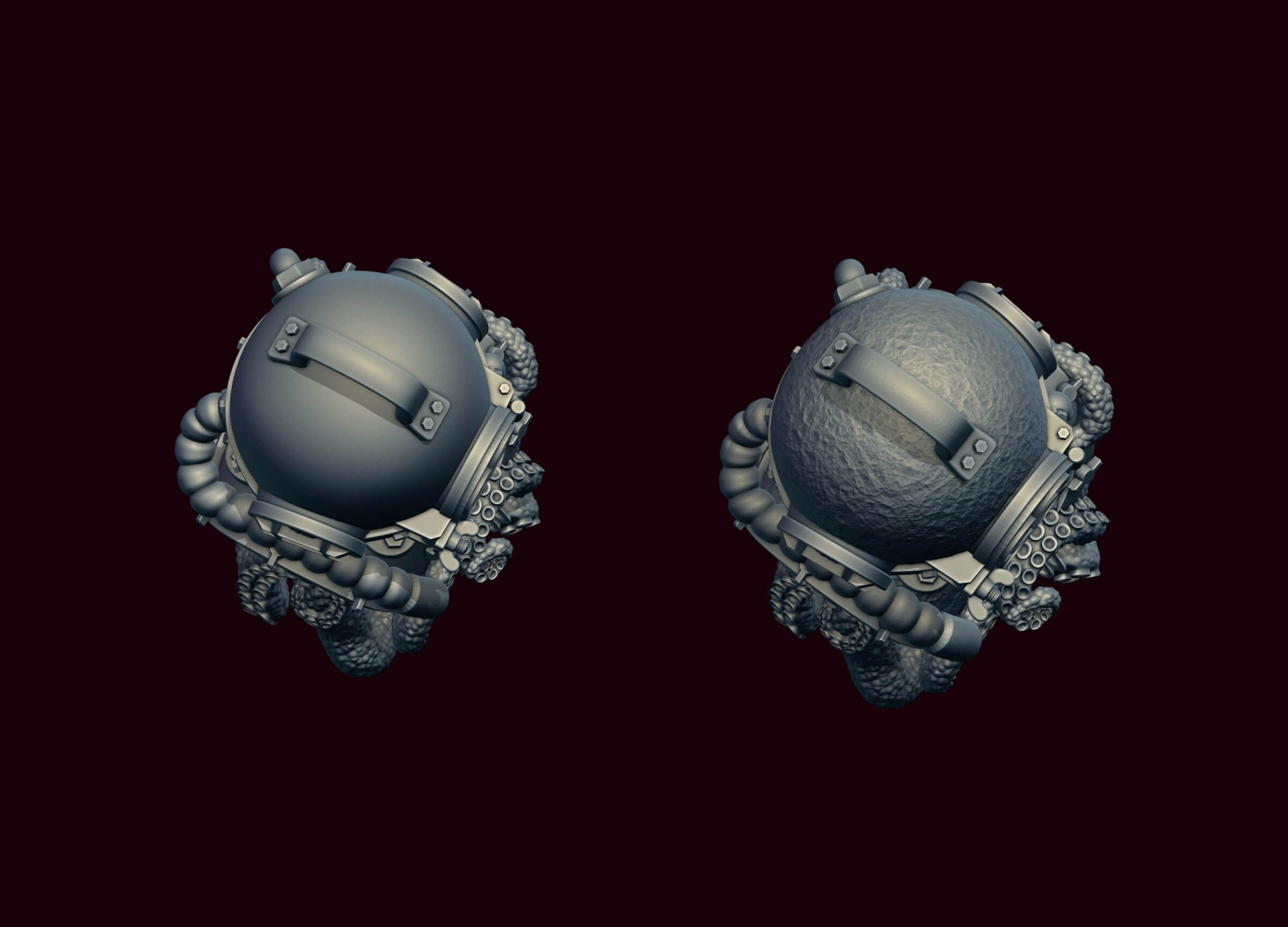 Diving Helmet with Octopus - 3D Model by alexkovalev