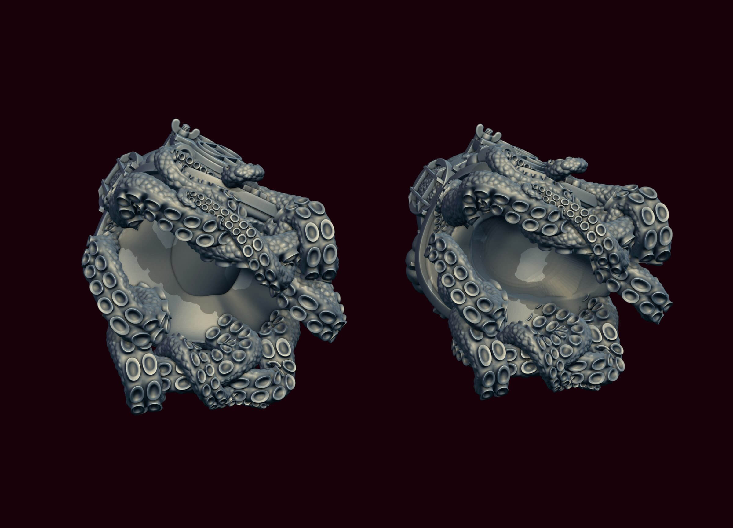 Diving Helmet with Octopus - 3D Model by alexkovalev