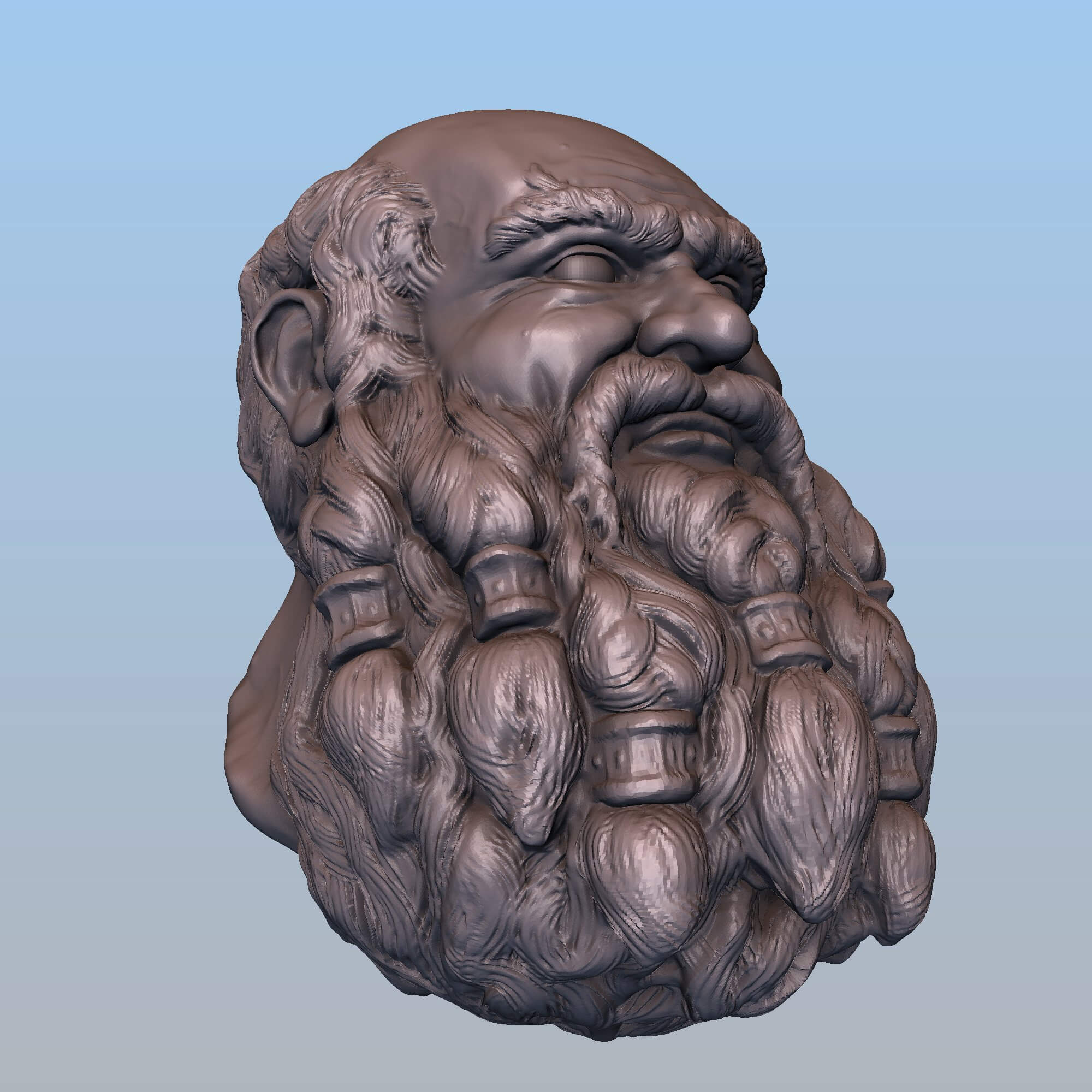 Dwarf Head - 3D Print Model by alexkovalev