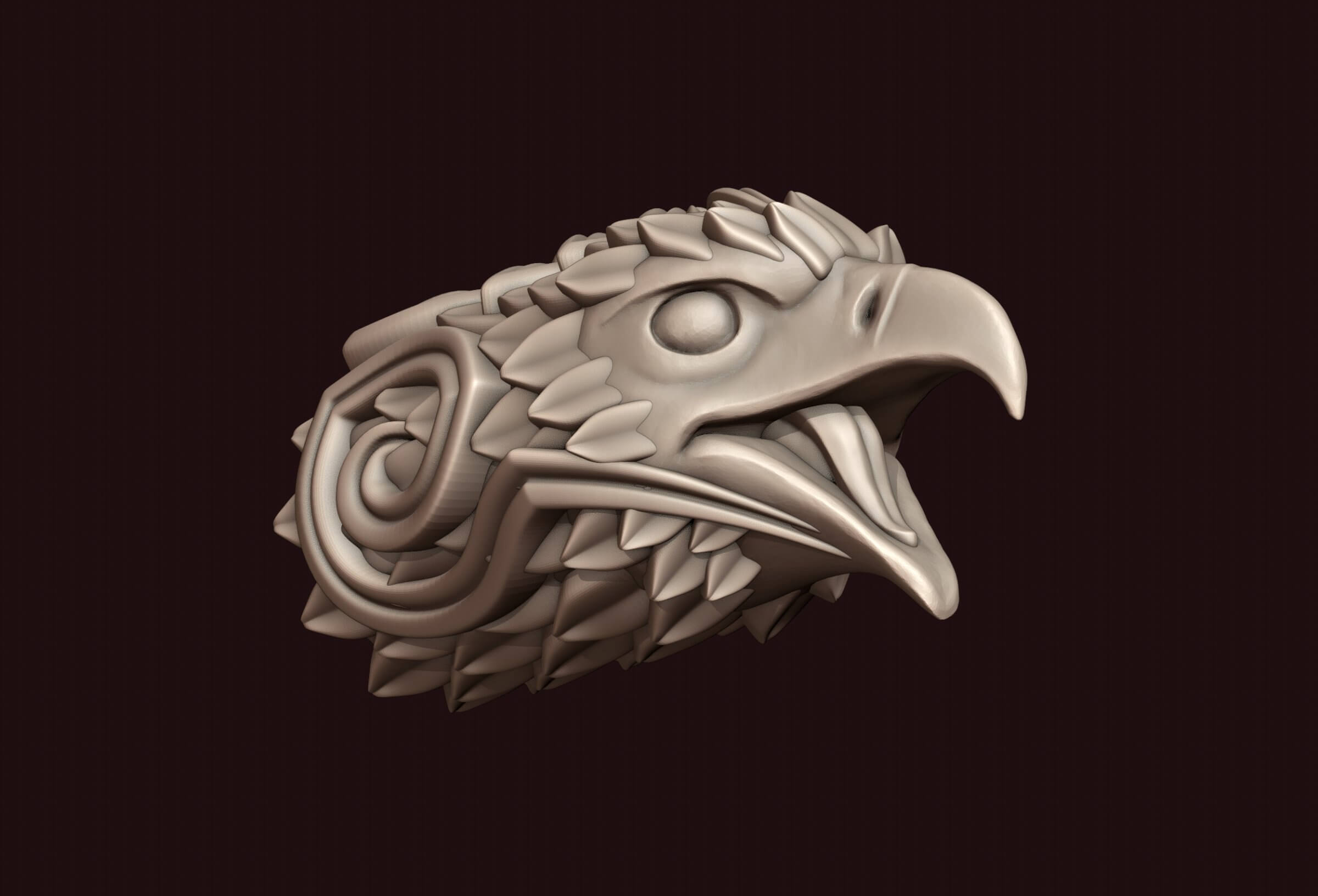 Falcon Head with Ornament Stylized - 3D Model by alexkovalev
