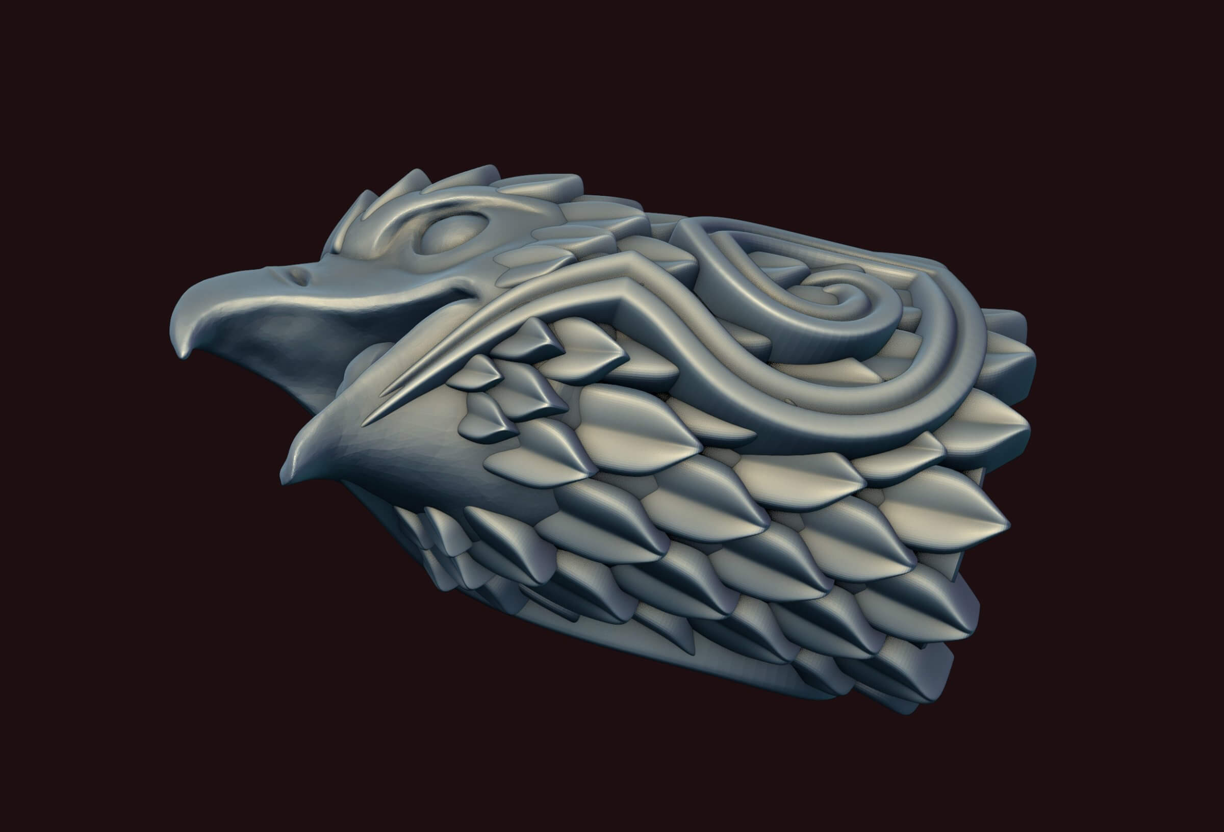 Falcon Head with Ornament Stylized - 3D Model by alexkovalev