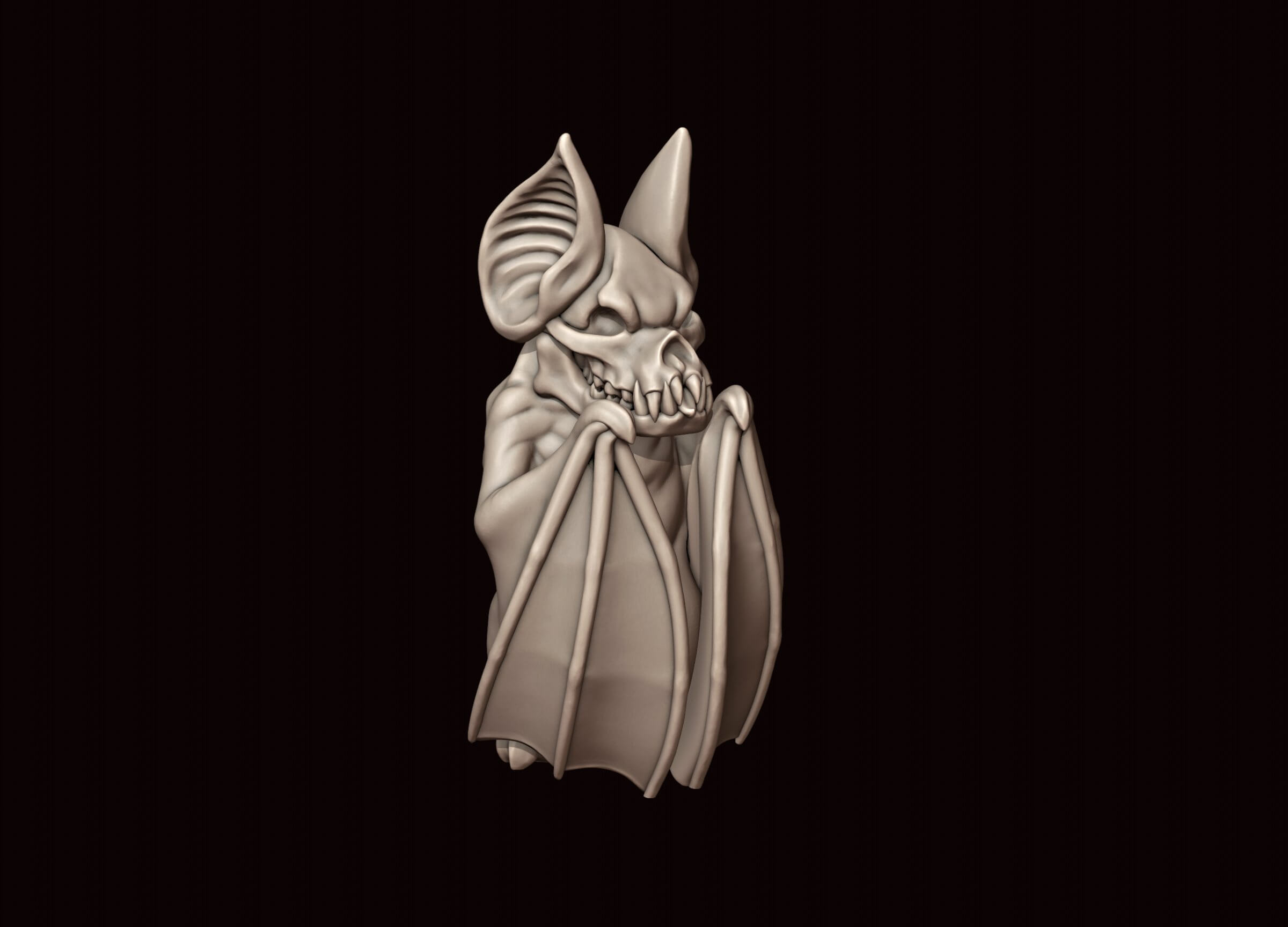 Gothic Bat Statue Gargoyle - 3D Model by alexkovalev