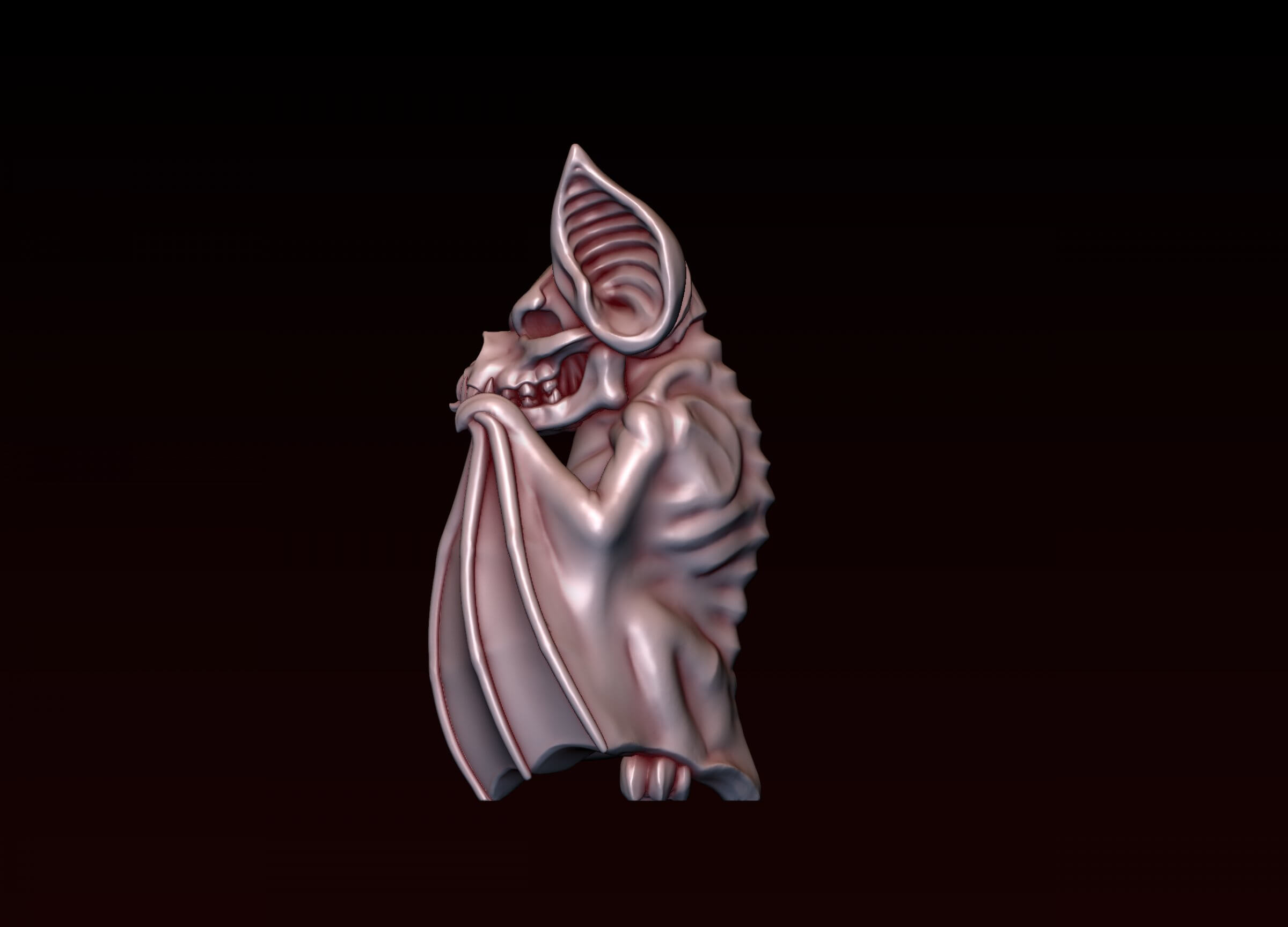 Gothic Bat Statue Gargoyle - 3D Model by alexkovalev