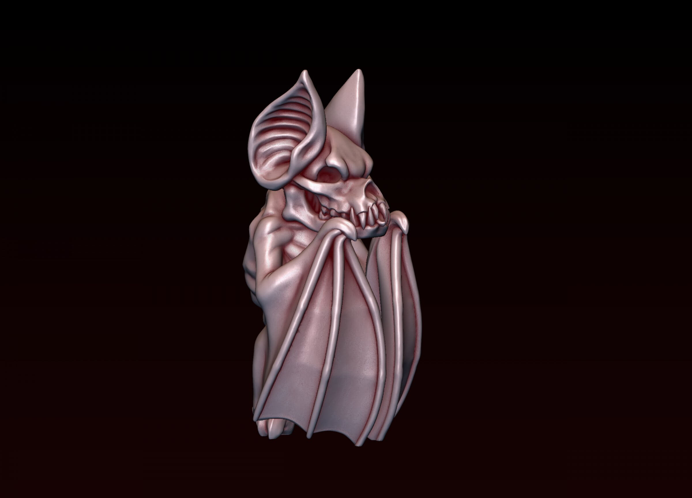 Gothic Bat Statue Gargoyle - 3D Model by alexkovalev