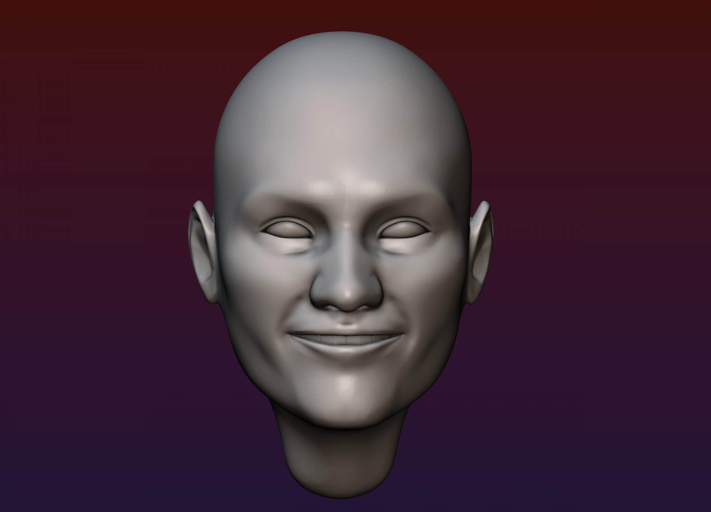 Male Head 2 Balded - 3D Model by alexkovalev