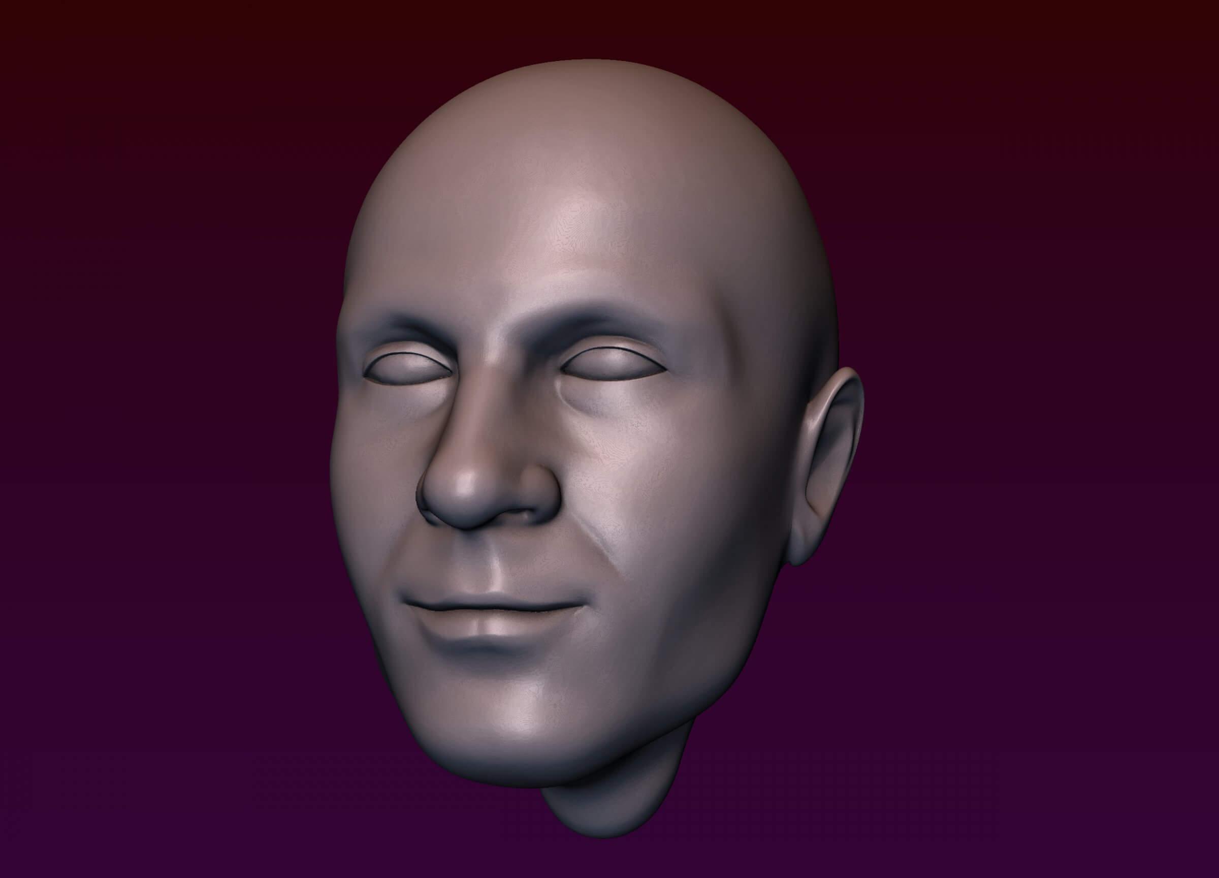 Male Head 3 Balded - 3D Model by alexkovalev