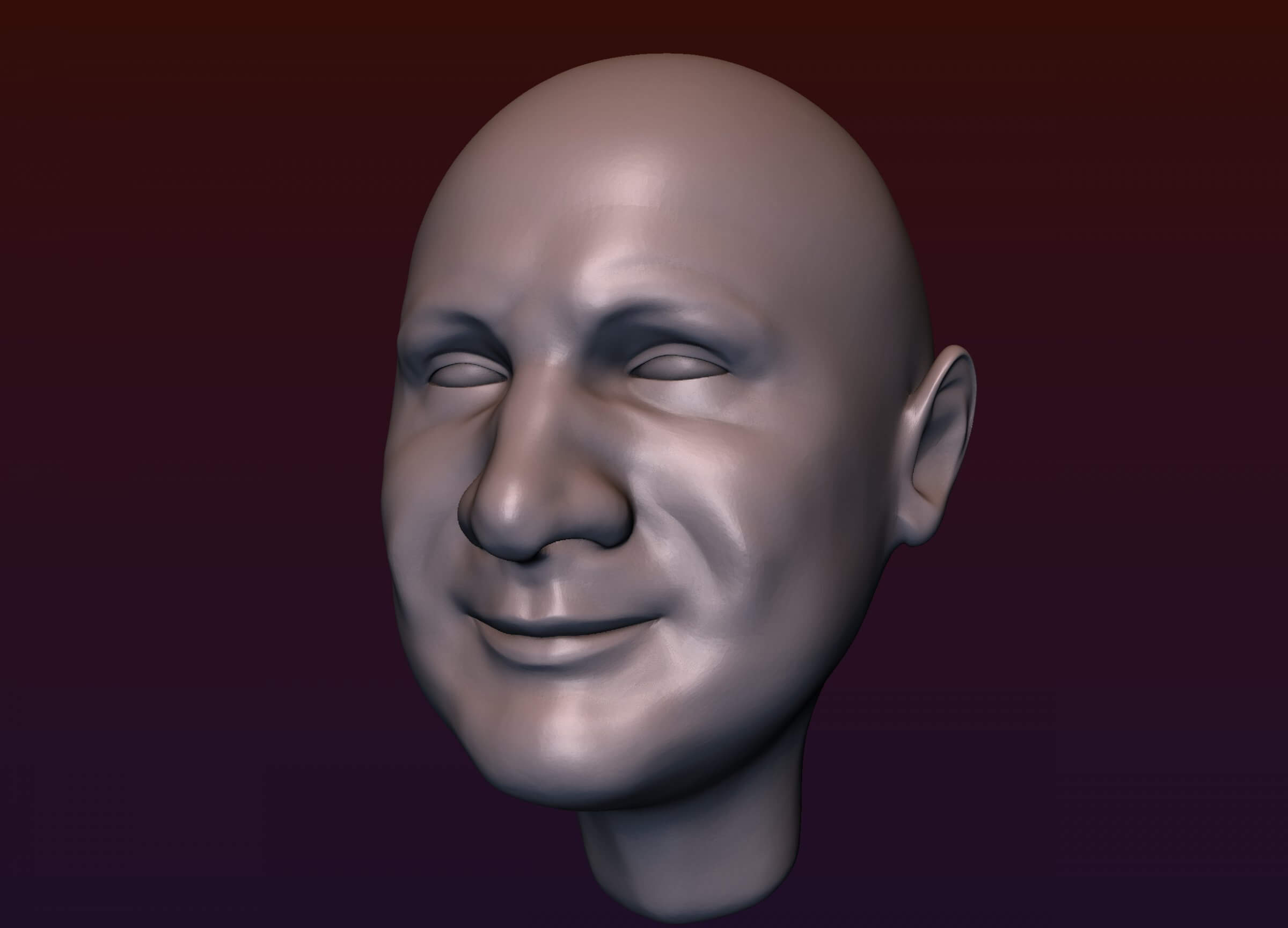 Male Head 4 Balded - 3D Model by alexkovalev