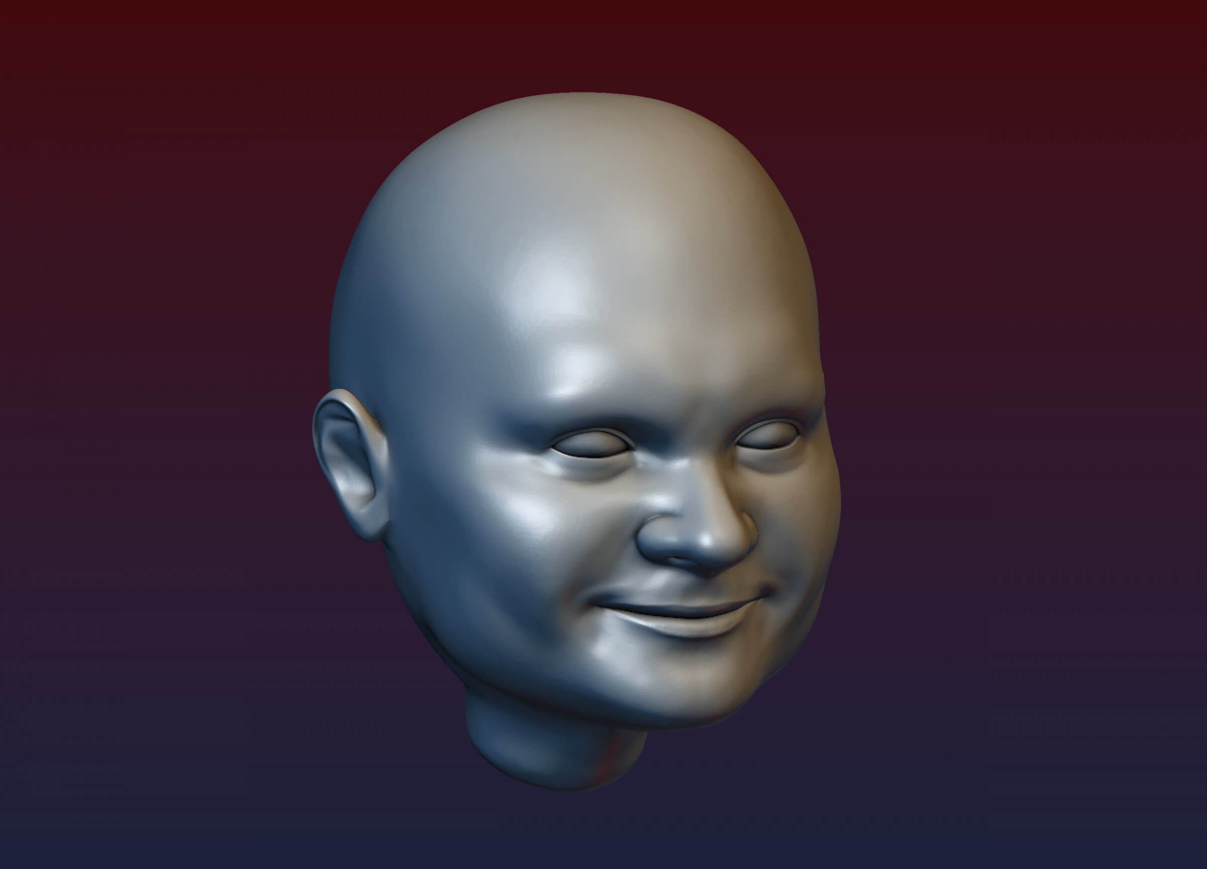 Male Head 5 Balded - 3D Model by alexkovalev