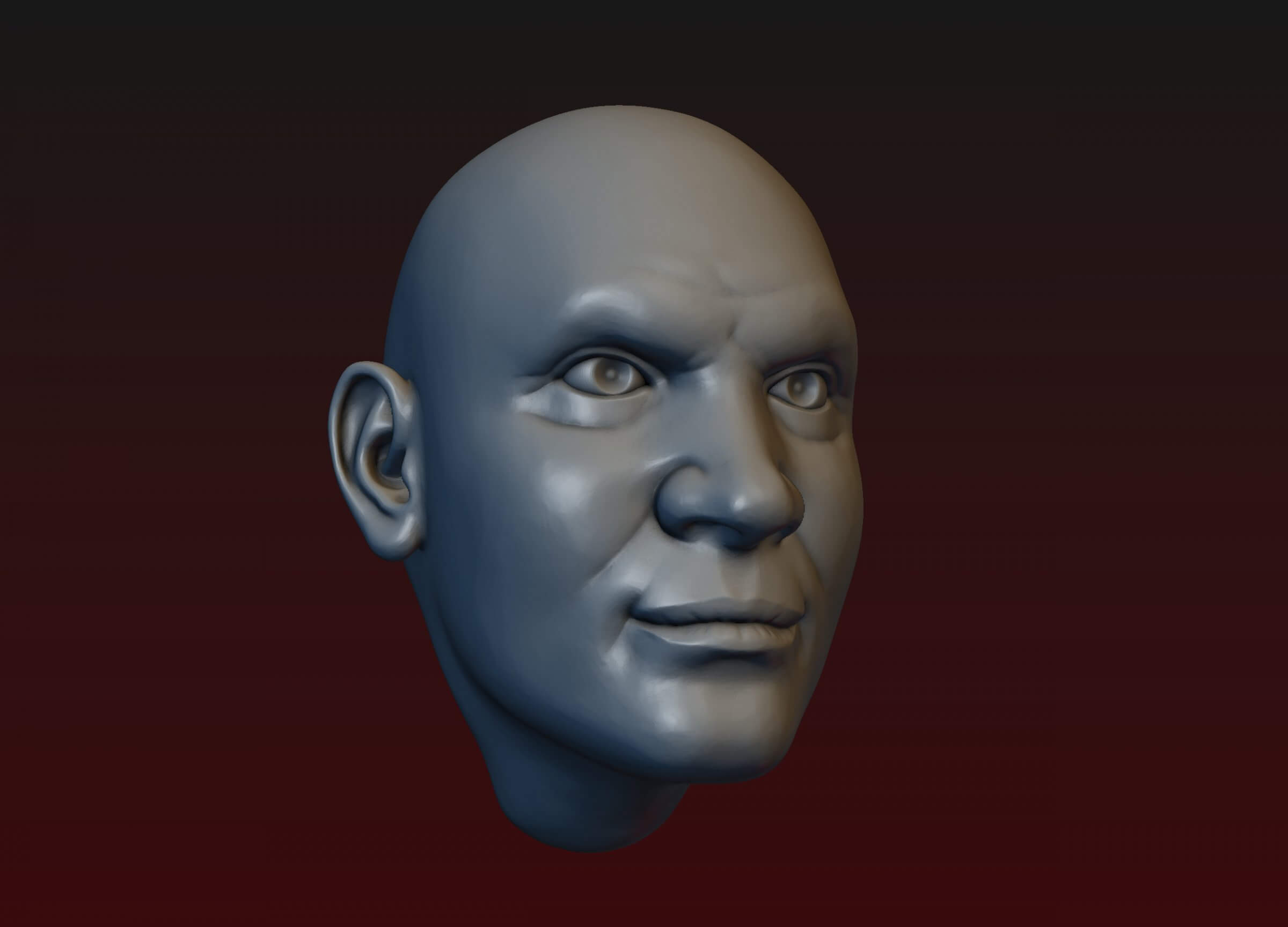 Male Head 9 Balded - 3D Model by alexkovalev
