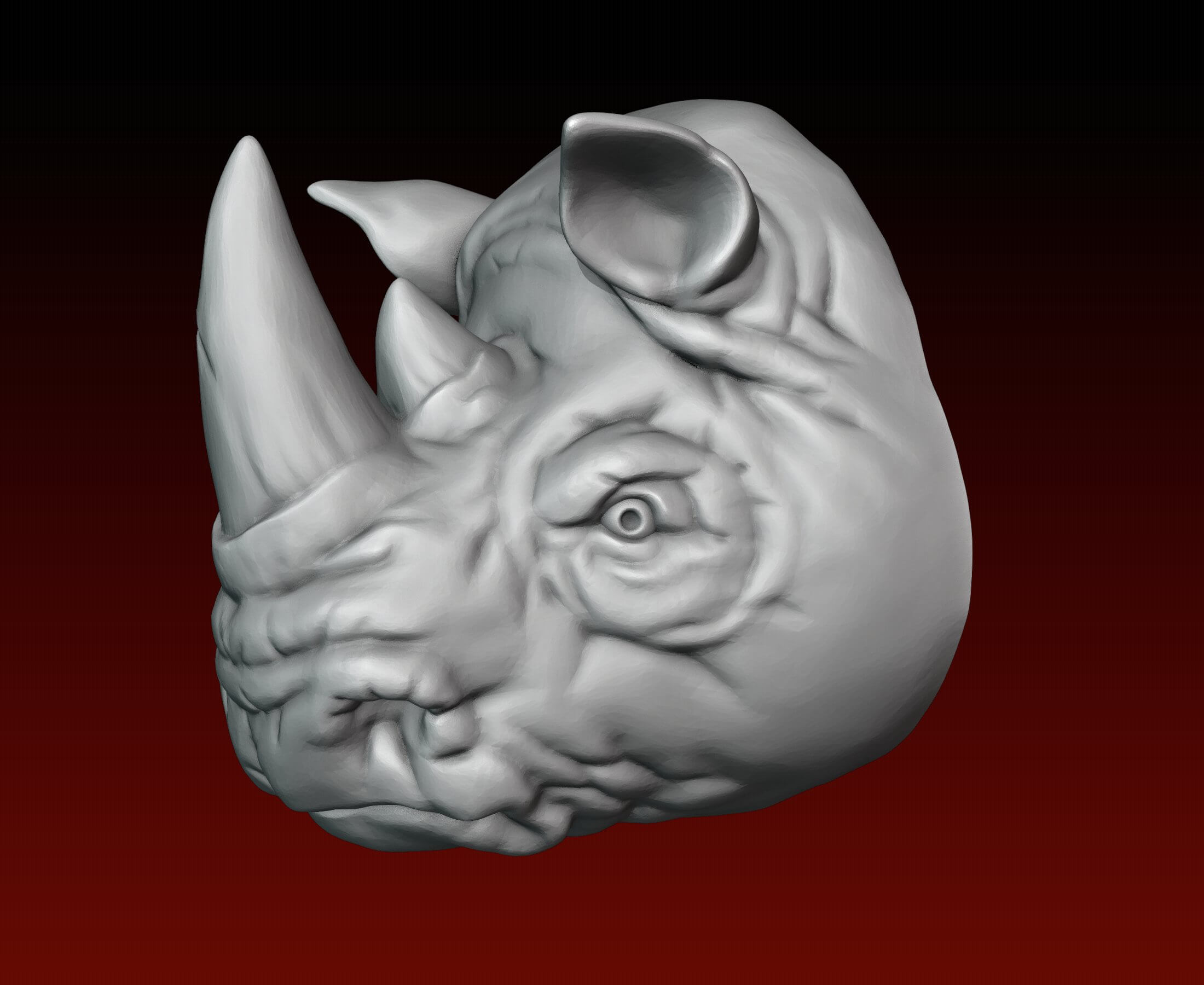 Rhino Head - 3D Model by alexkovalev