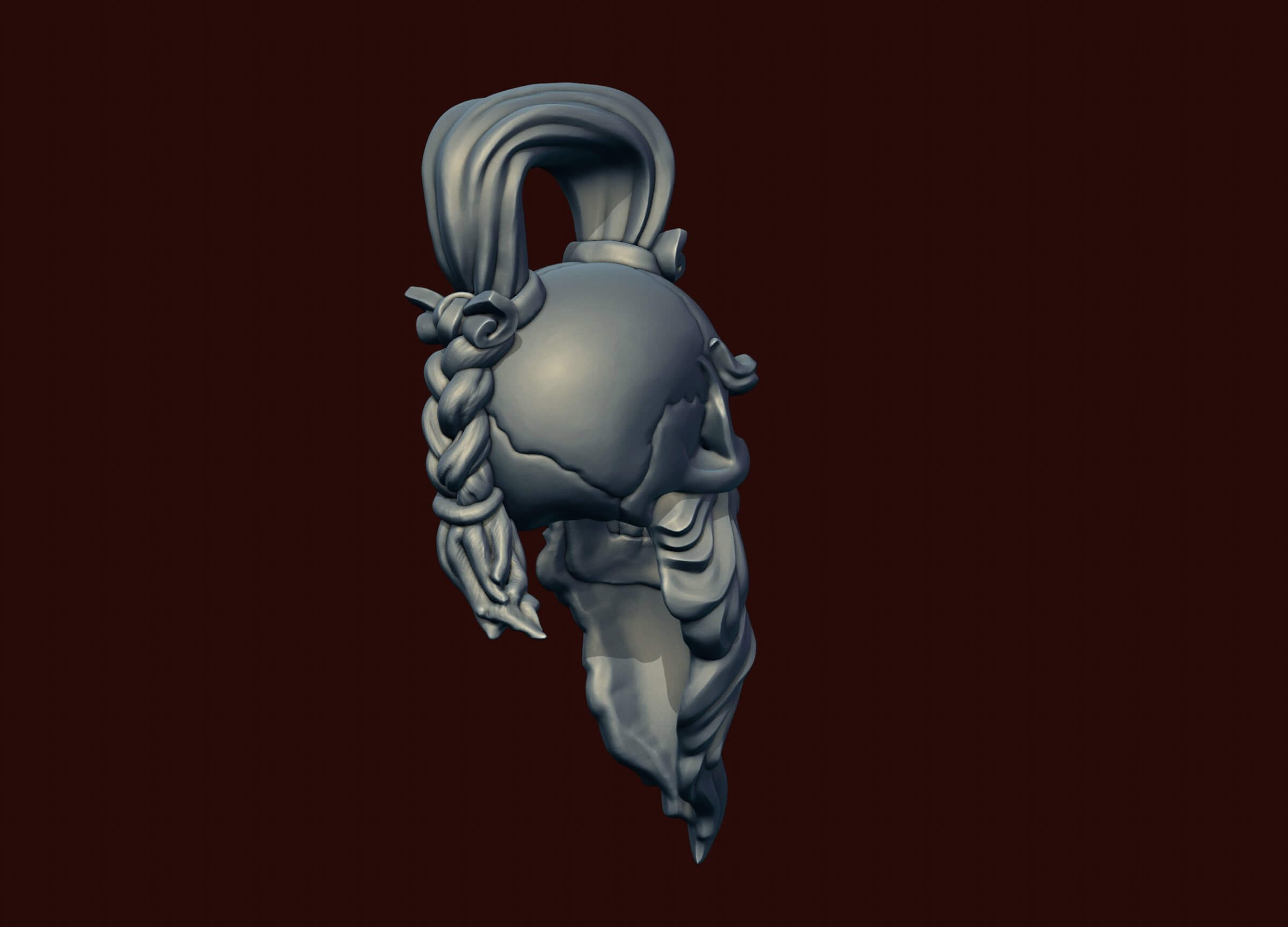 Skull Sensei Beard and Pigtail Pendant - 3D Model by alexkovalev