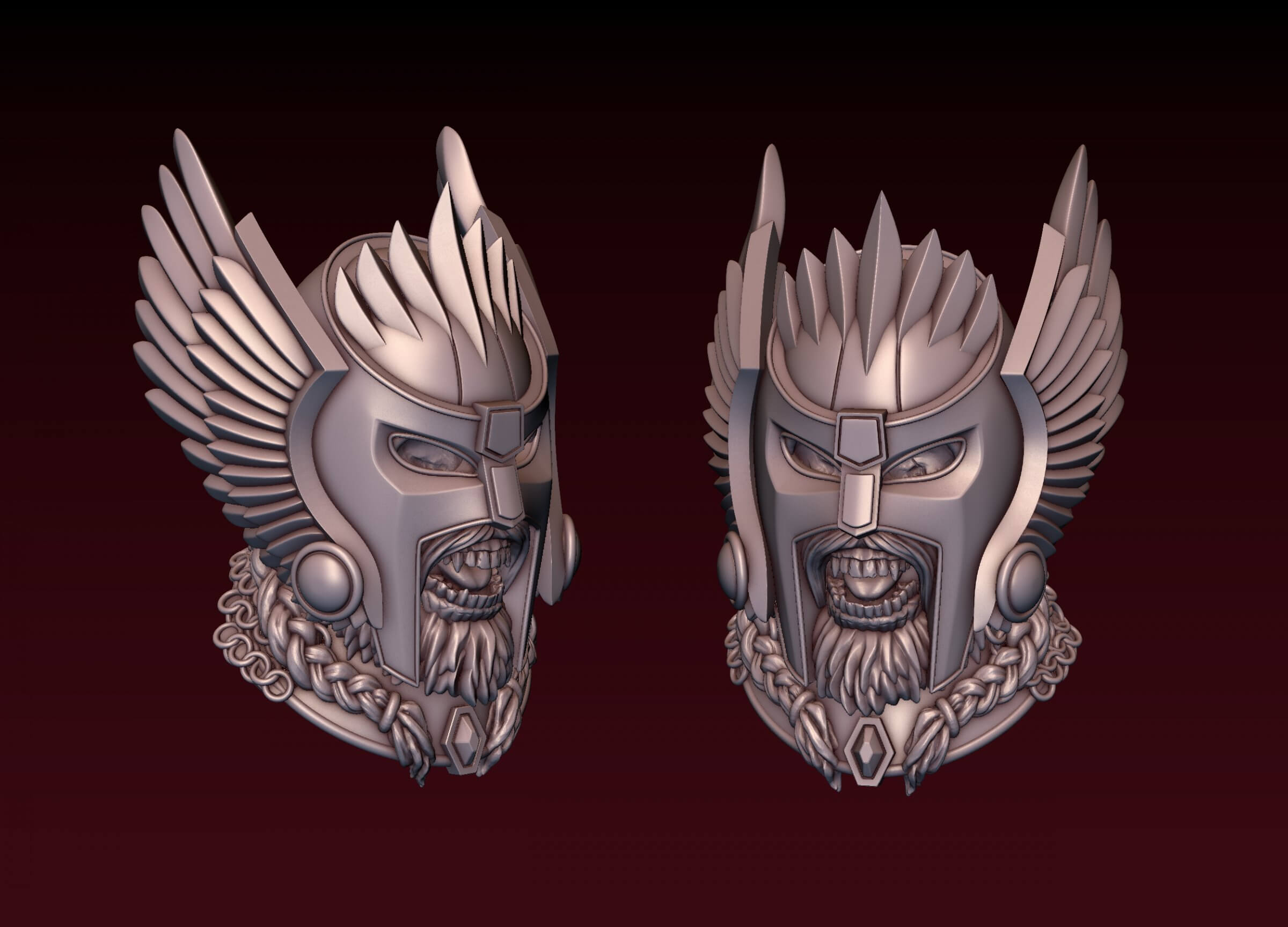 Viking Head with Winged Helmet - 3D Print Model by alexkovalev