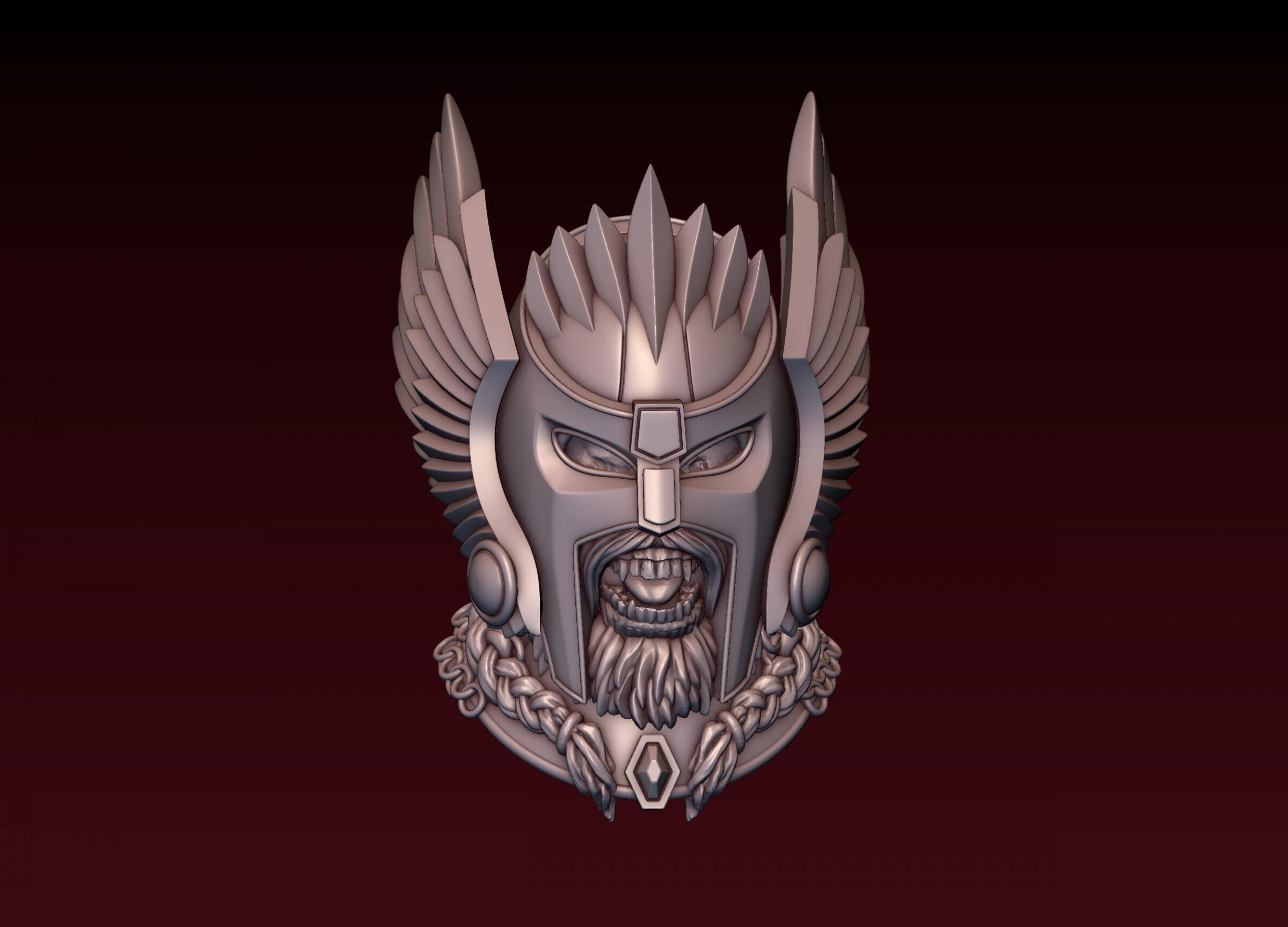 Viking Head with Winged Helmet - 3D Model by alexkovalev