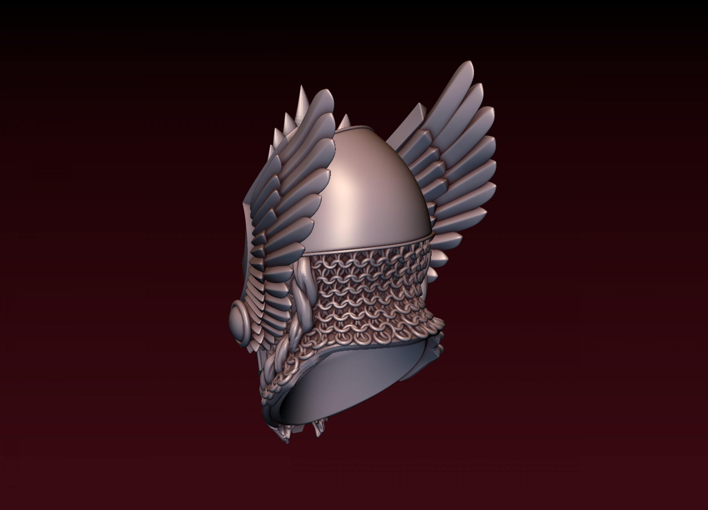 Viking Head with Winged Helmet - 3D Model by alexkovalev