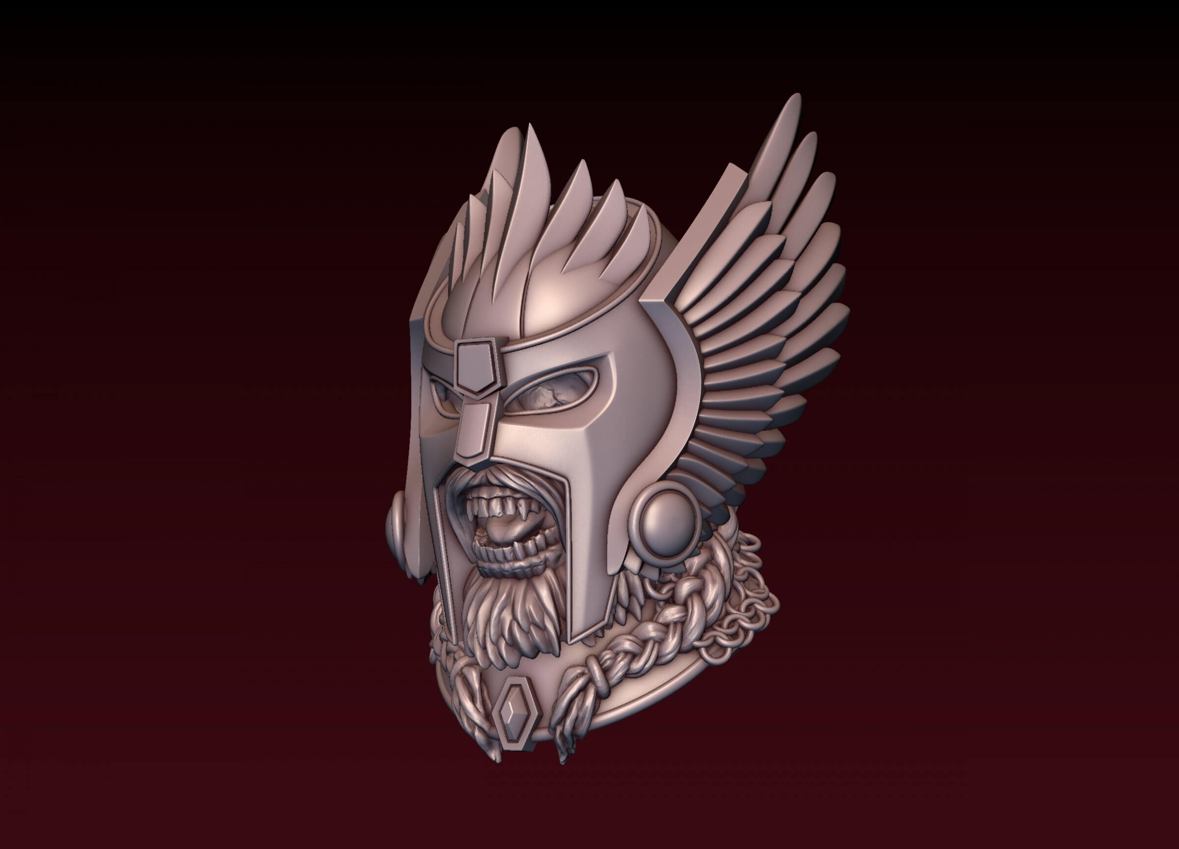 Viking Head with Winged Helmet - 3D Model by alexkovalev