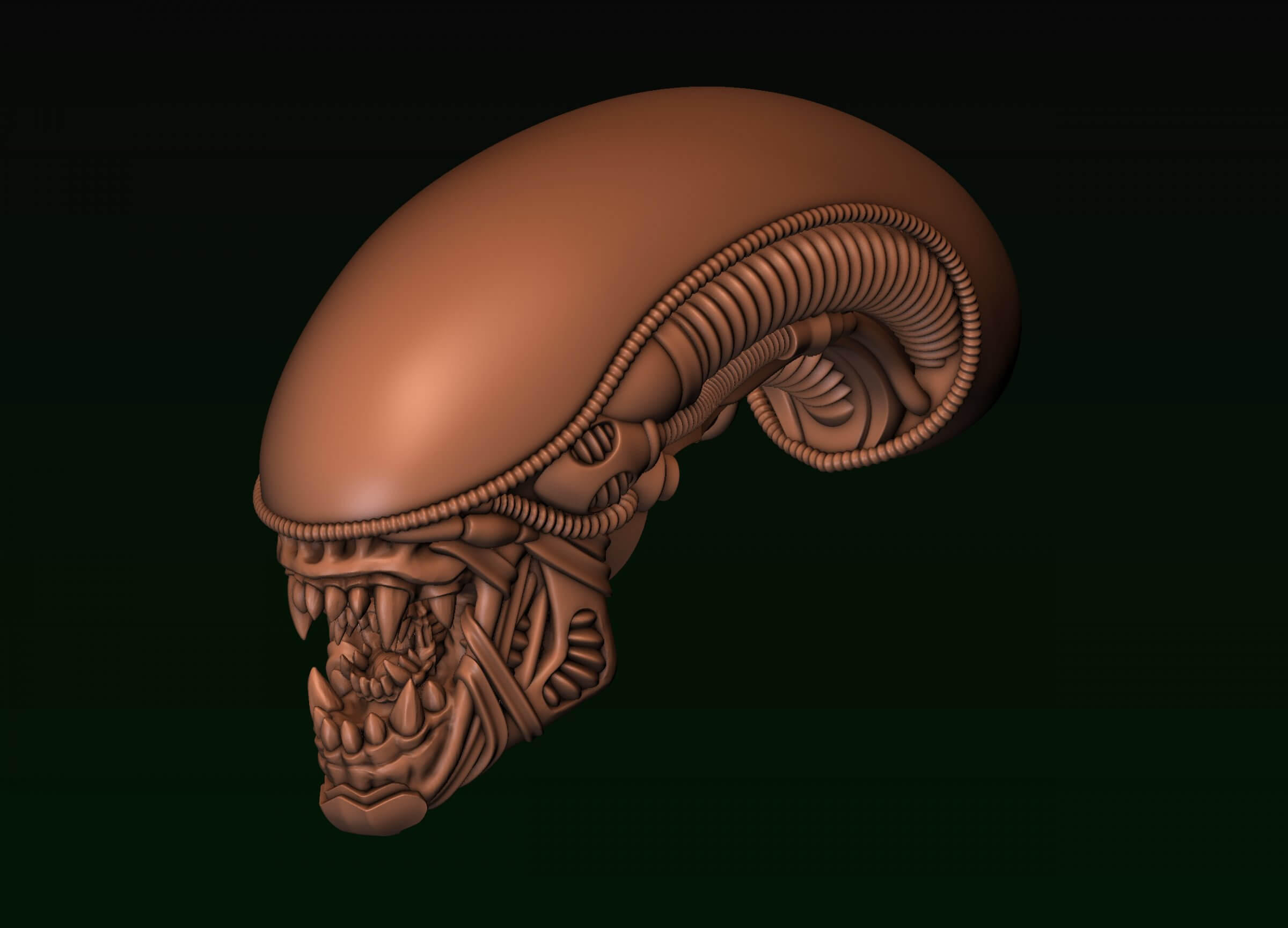 Xenomorph Alien Biomechanical Head - 3D Model by alexkovalev