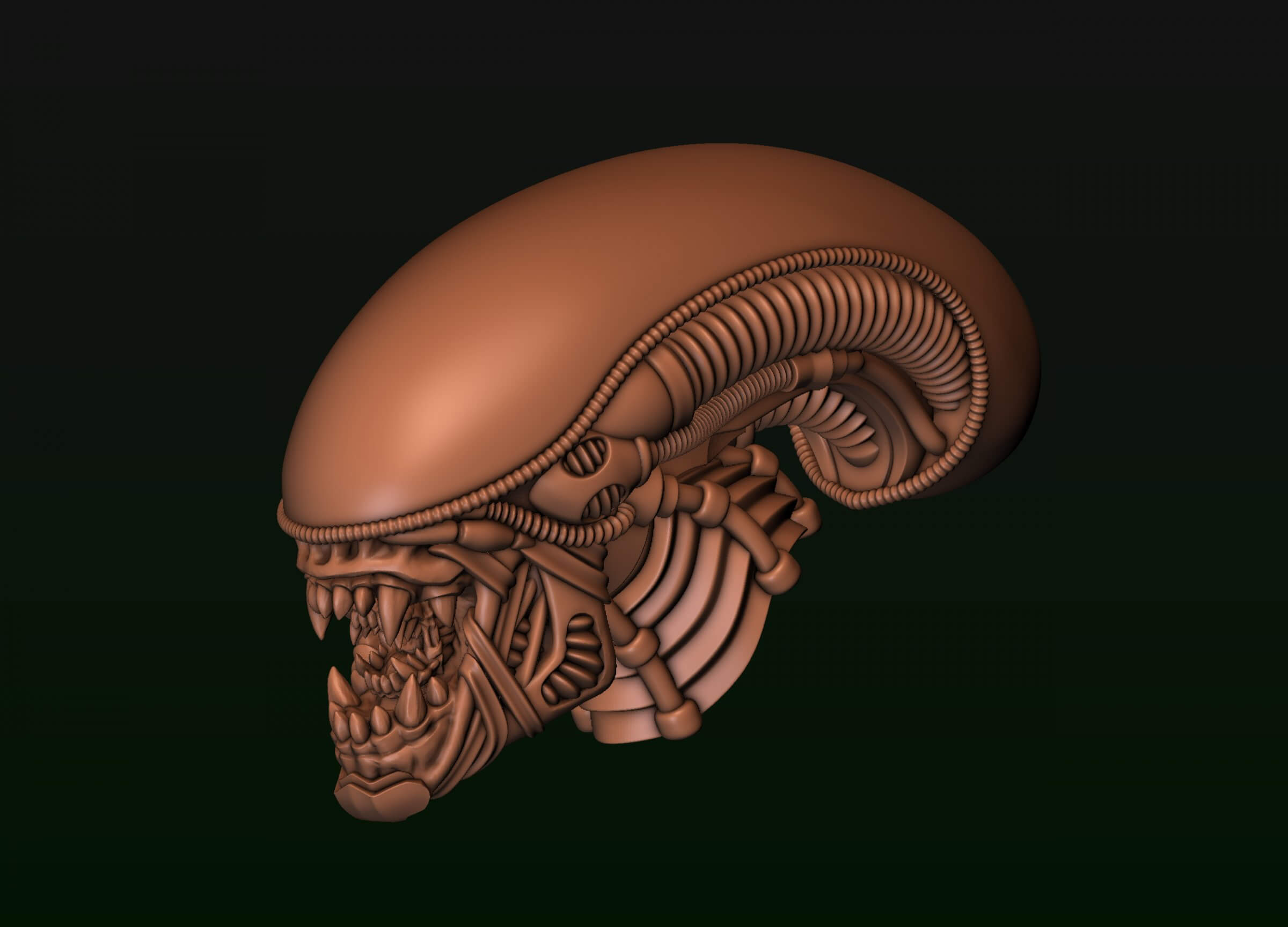 Xenomorph Alien Biomechanical Head - 3D Model by alexkovalev