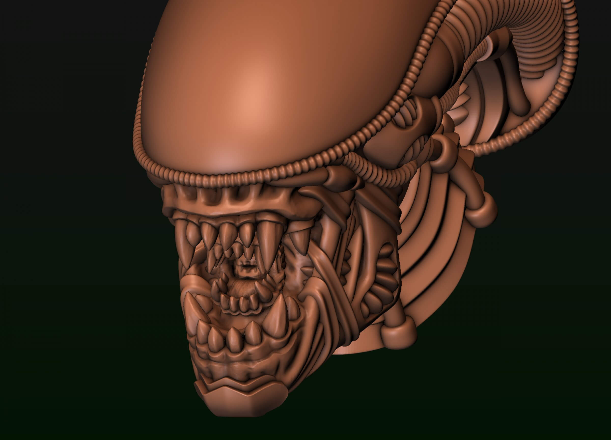 Xenomorph Alien Biomechanical Head - 3D Model by alexkovalev