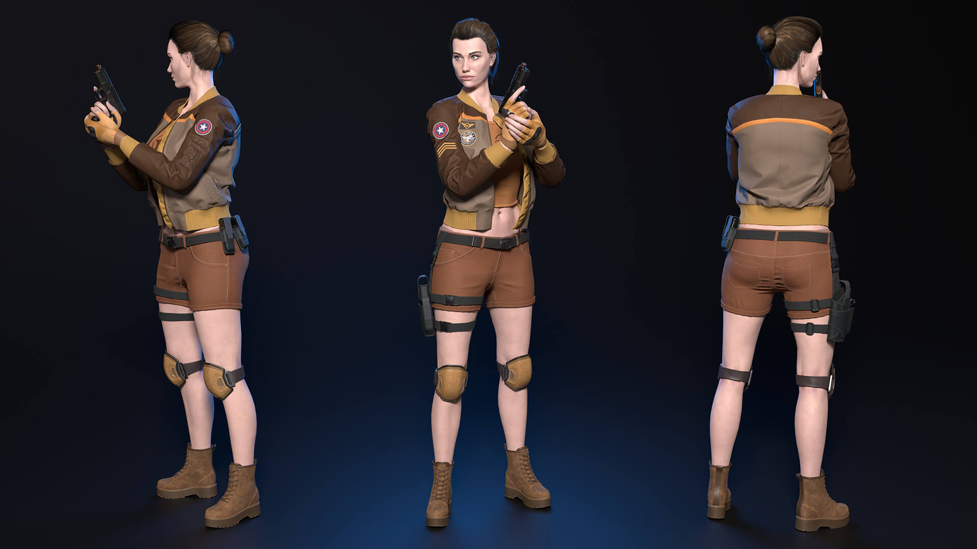 Military Girl Game Ready 3d Model By Alexn
