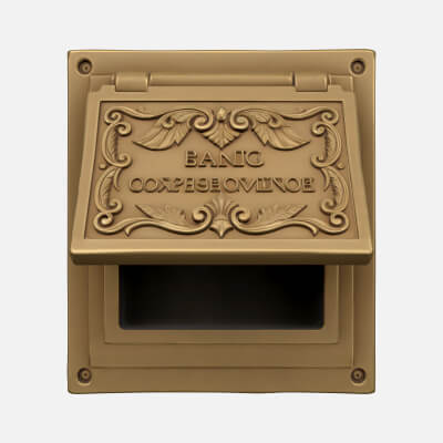 Decorative Brass Bank Mail Slot 3D Flap Collection Box by alexronalds