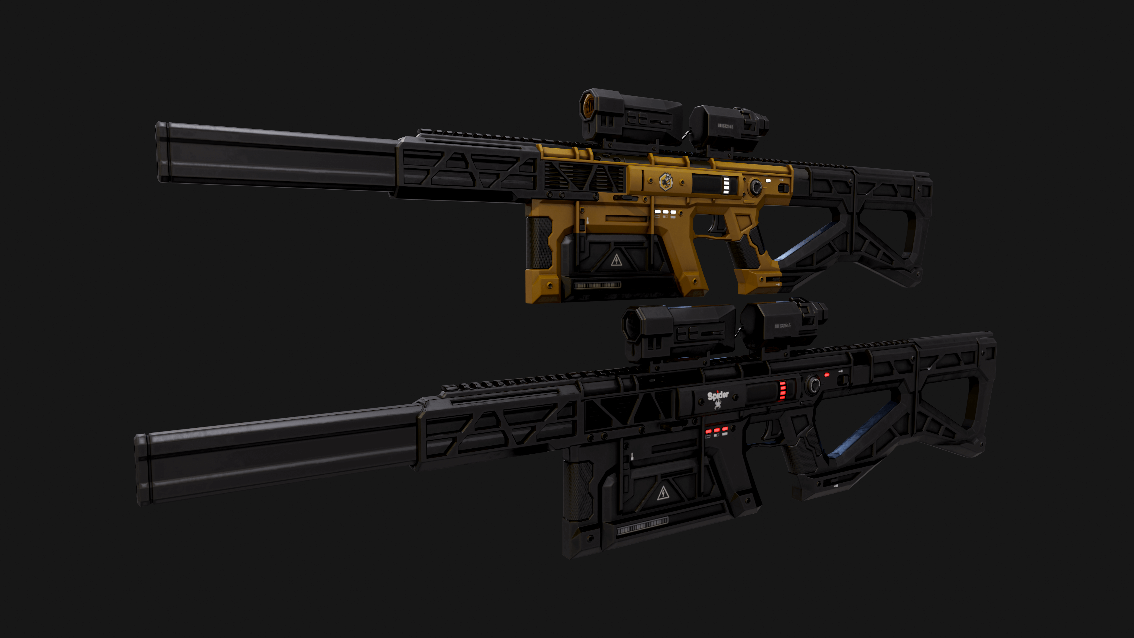 Sci-Fi Automatic Gun 3D Render, Digital Art by AlexTroi