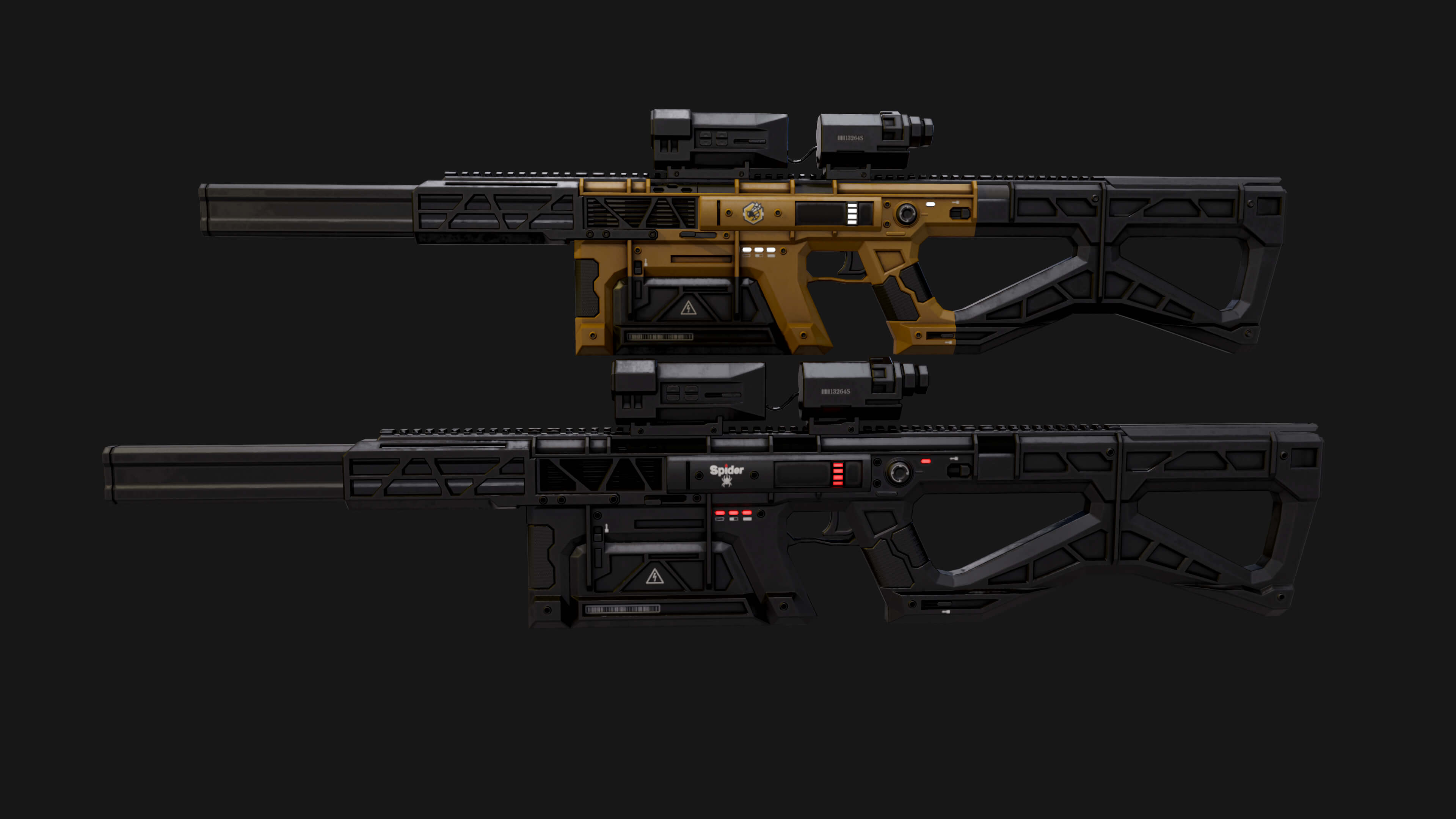 Low Poly Sci-Fi Automatic Gun 3D Model by AlexTroi