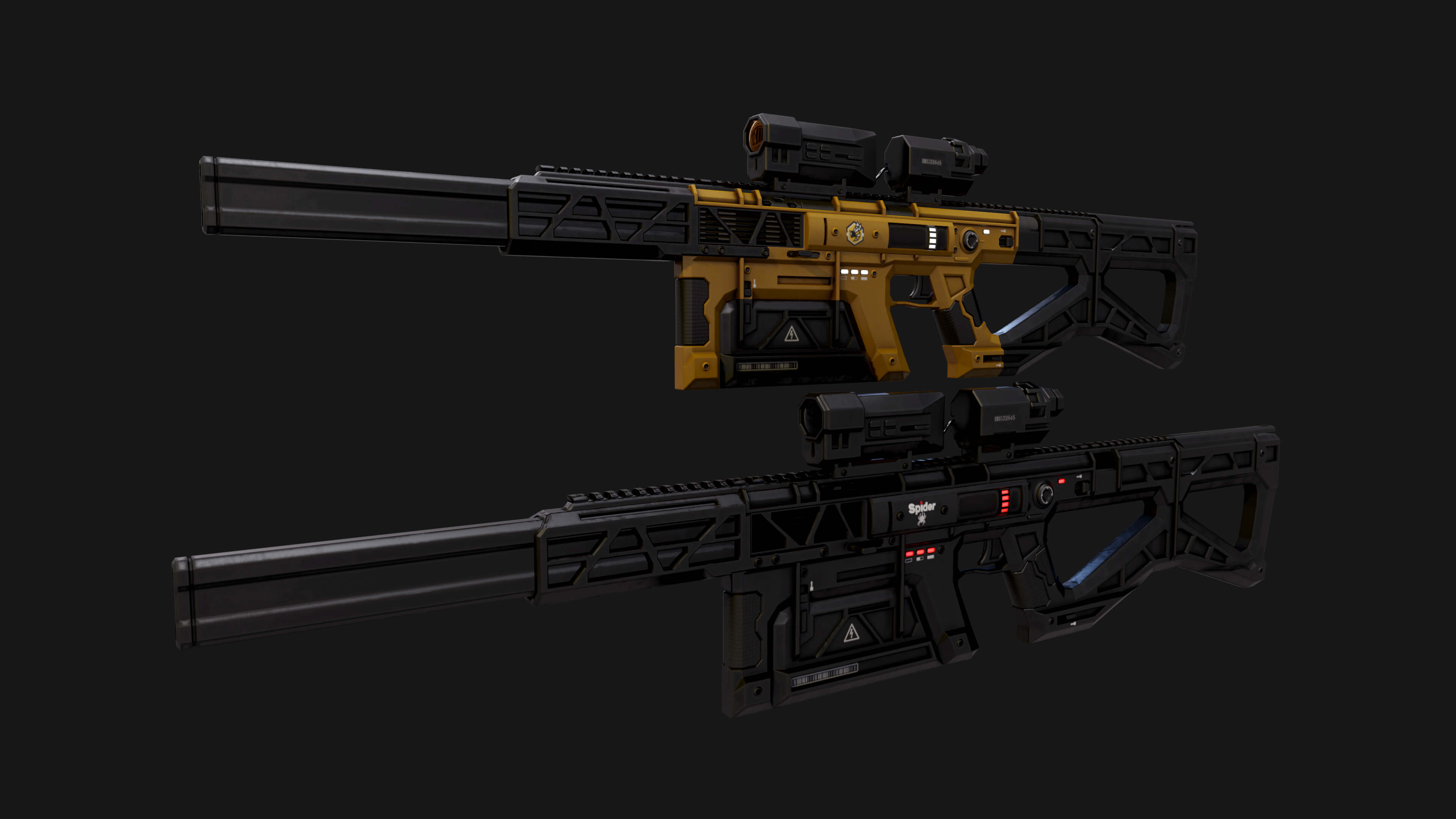 Low Poly Sci-Fi Automatic Gun 3D Model by AlexTroi