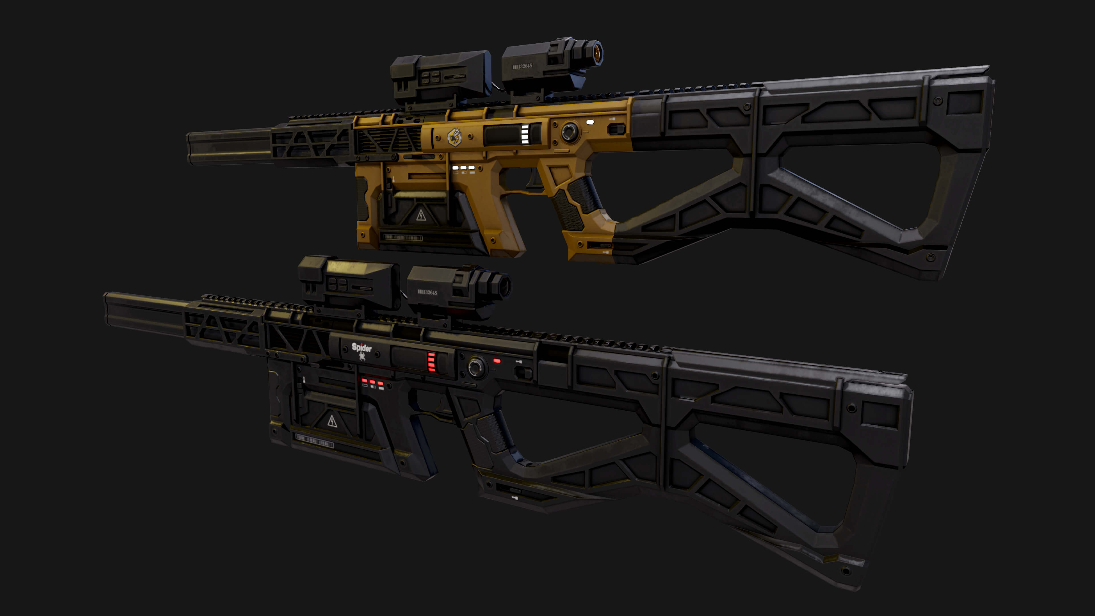 Low Poly Sci-Fi Automatic Gun 3D Model by AlexTroi