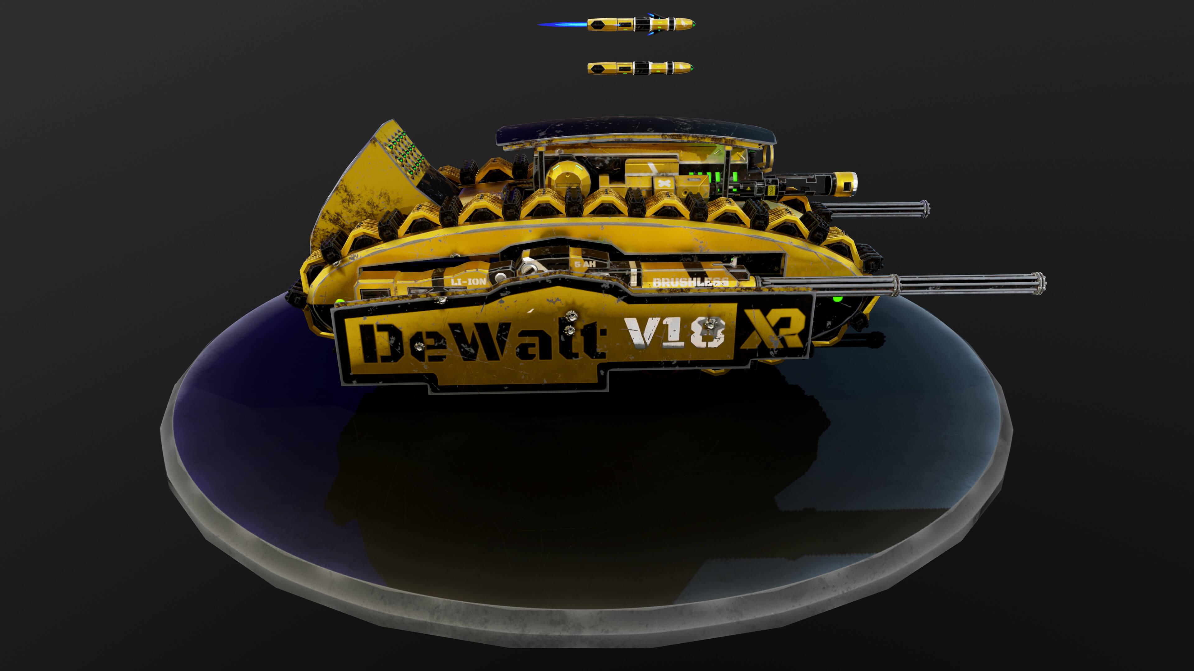 Low Poly Sci-Fi Drone Mini Tank Milwaukee and DeWalt 3D Model by AlexTroi