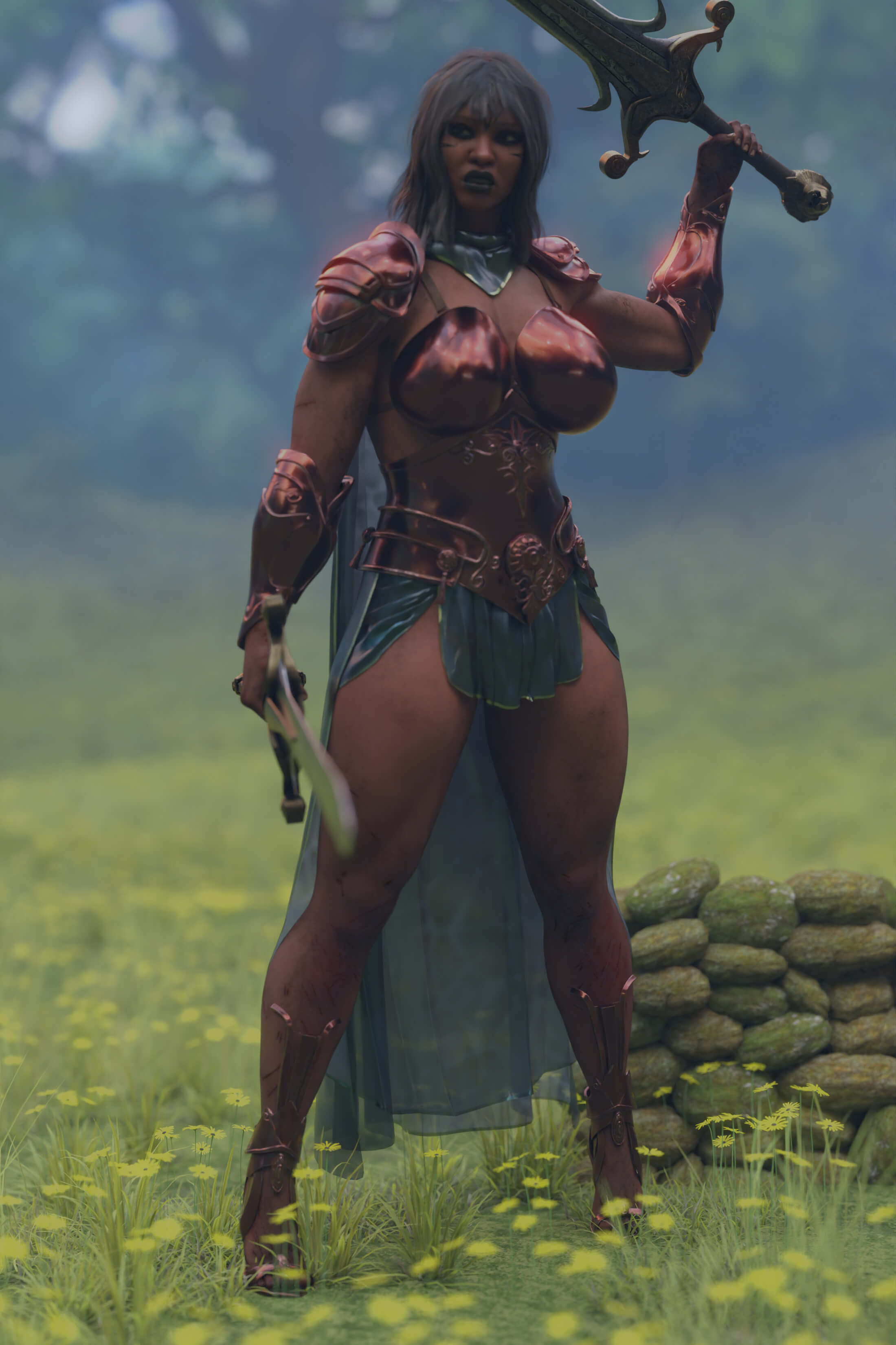 Heroine 3D Render, Digital Art by AlfRaMusic