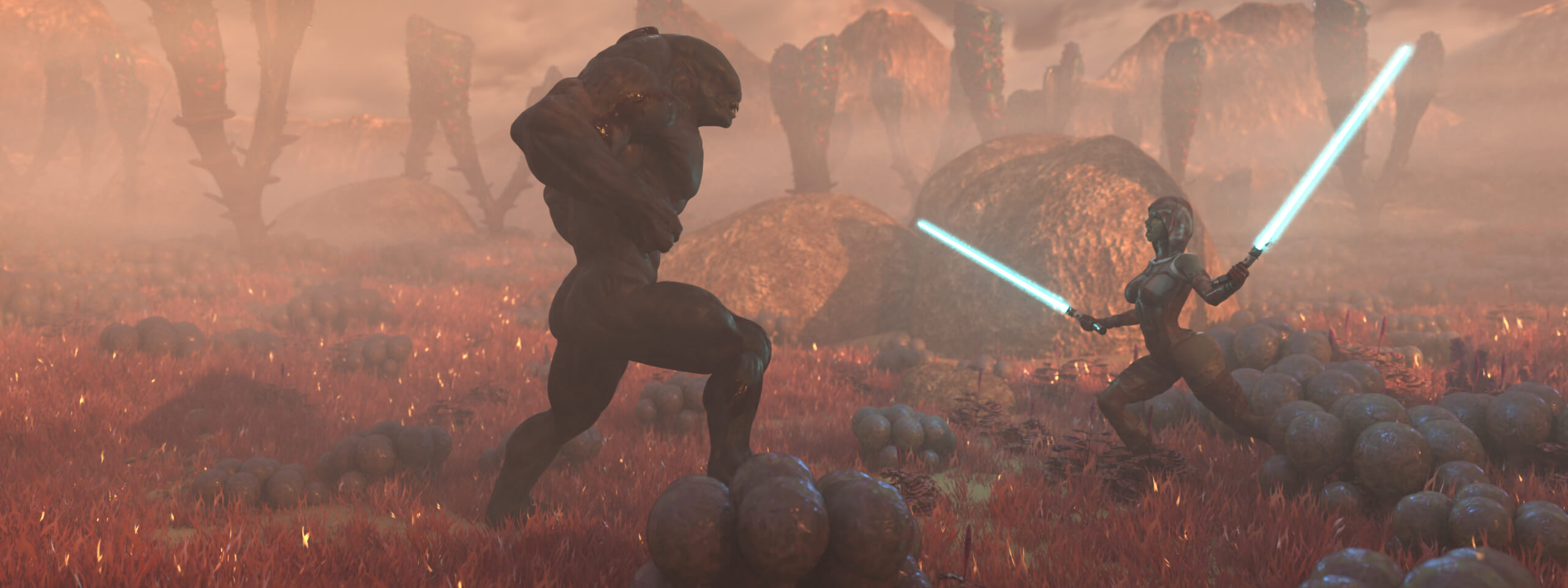 Hunter and Hunted 01 3D Render, Digital Art by AlfRaMusic