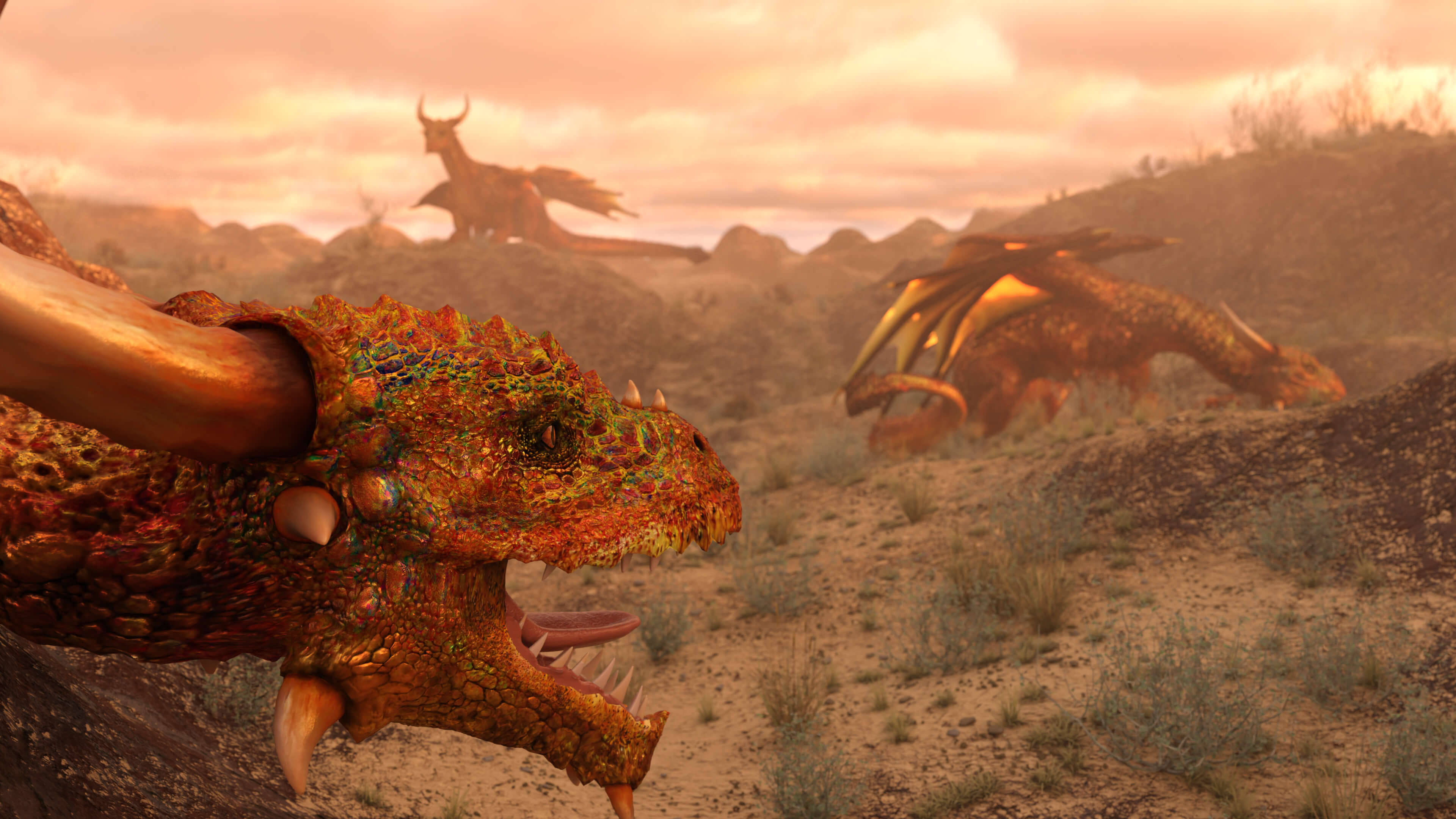 The Dragon Desert 3D Render, Digital Art by AlfRaMusic