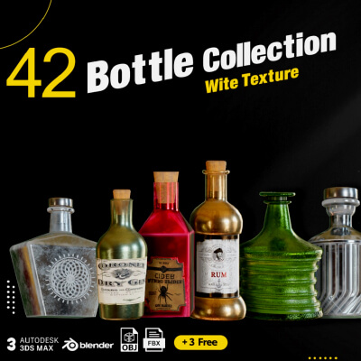 42 Bottle Collection - 3D Model by Ali Mohmmade