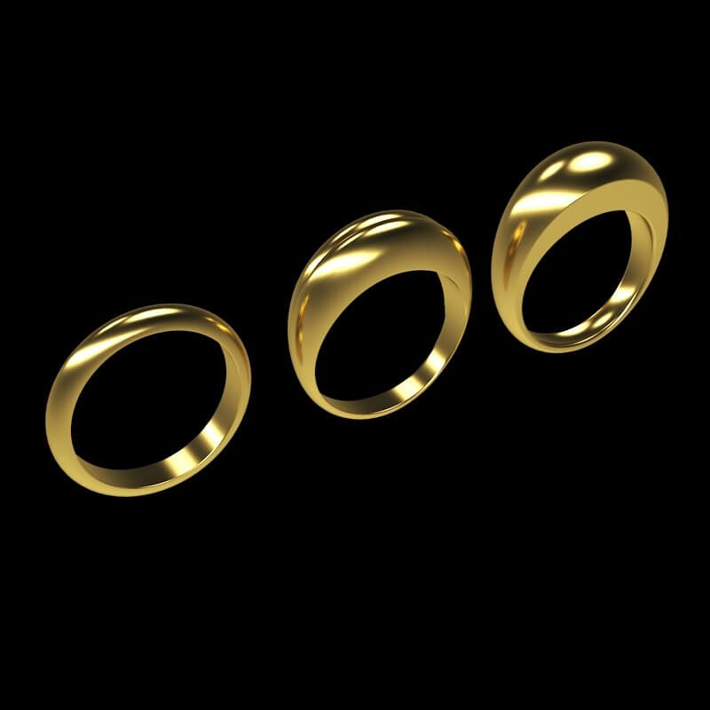Golden Engagement Ring 3 in 1 - 3D Model by Alias3d
