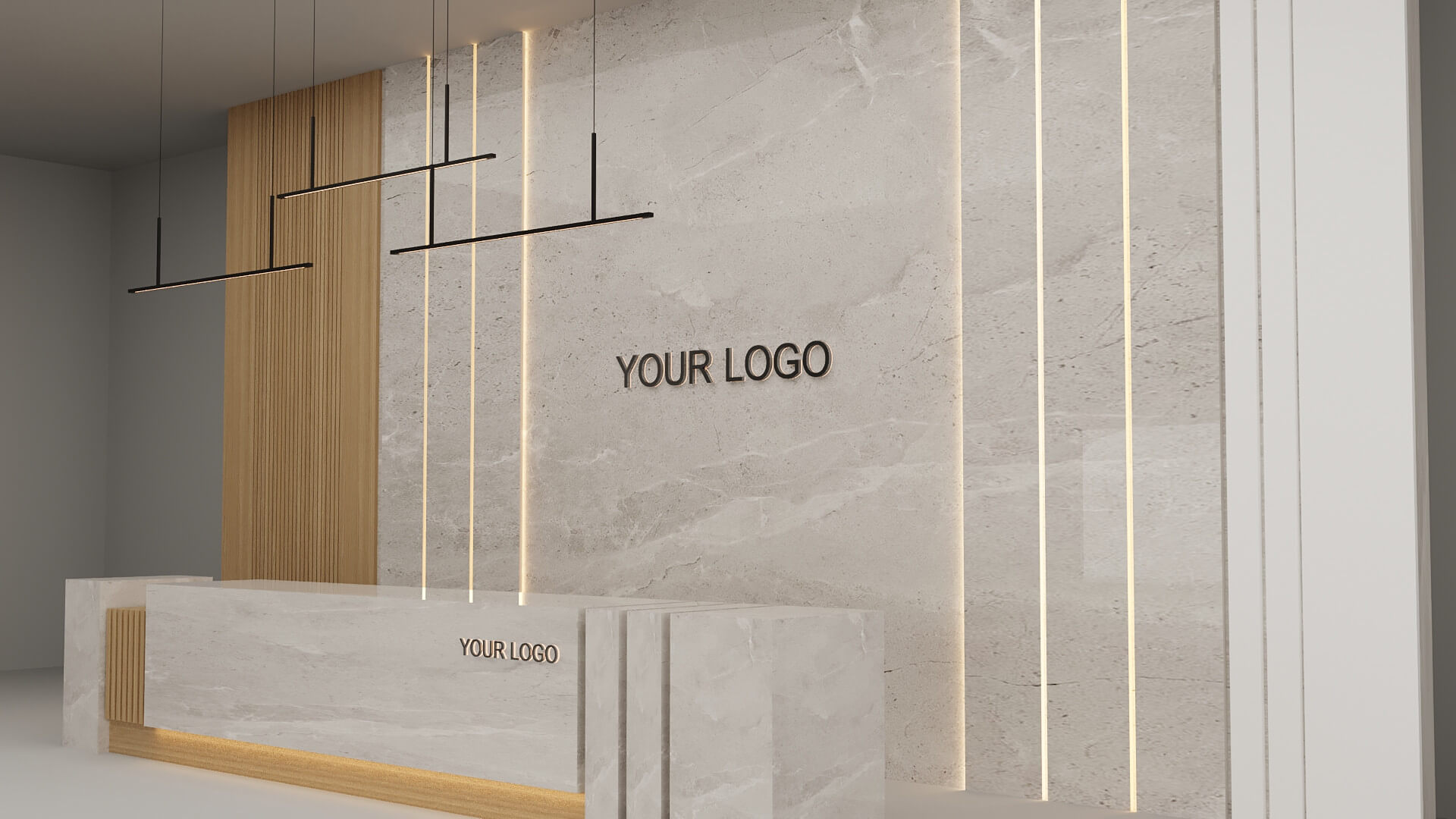 Reception Wall and Counter - 3D Model by alirezamoarrefi