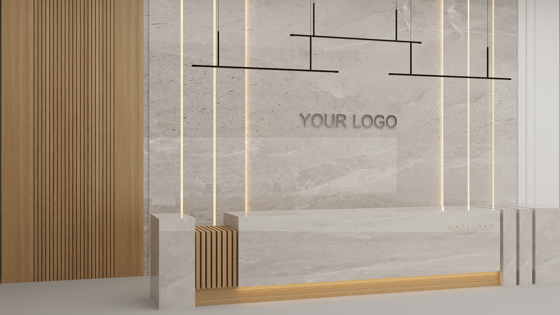 Reception Wall and Counter - 3D Model by alirezamoarrefi