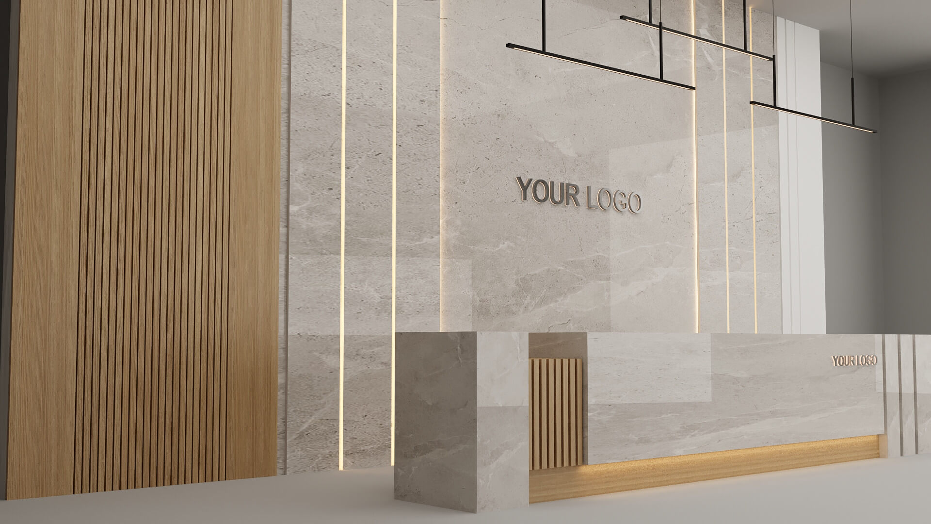 Reception Wall and Counter - 3D Model by alirezamoarrefi